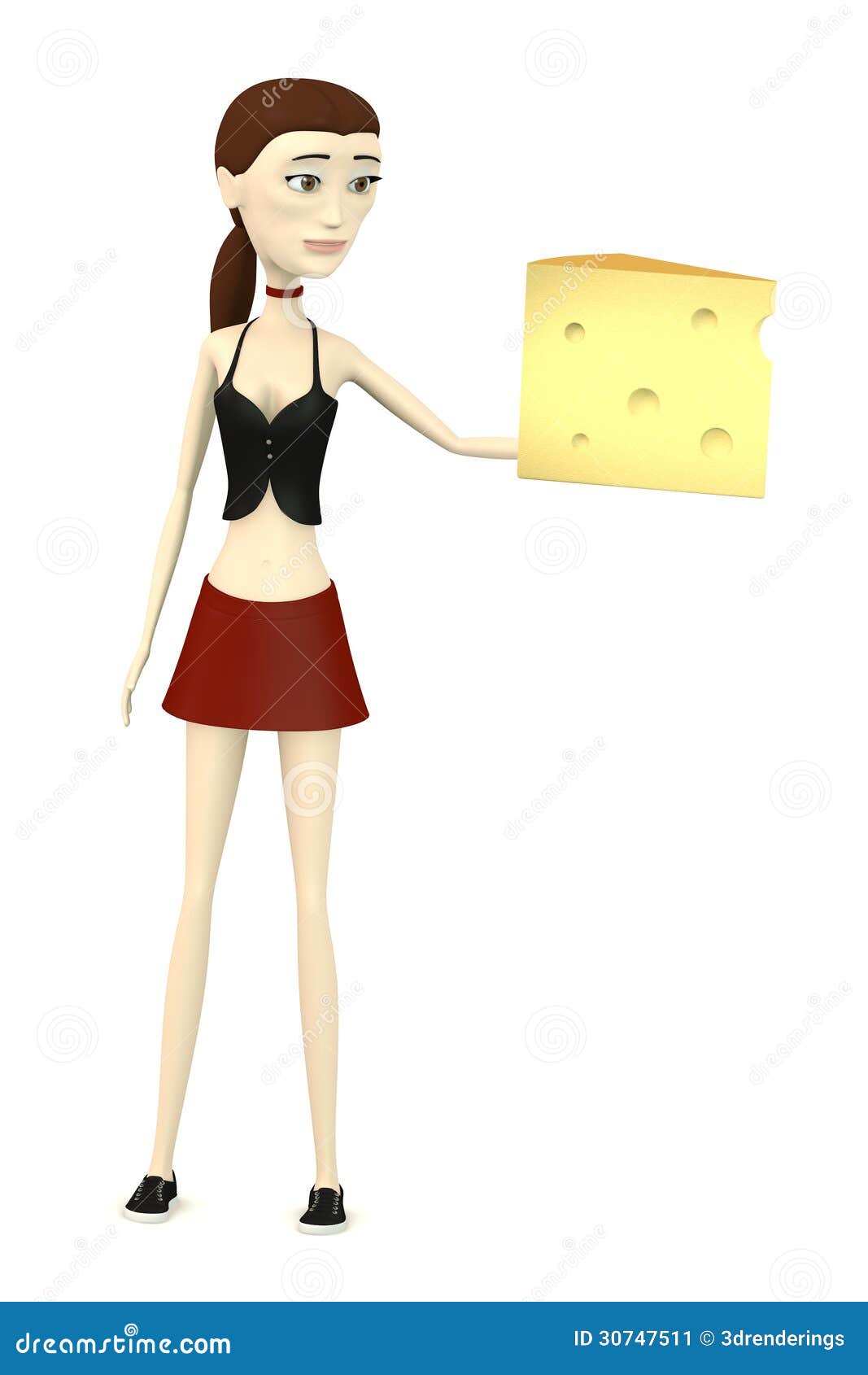 Cartoon girl with cheese stock illustration. Illustration of product ...