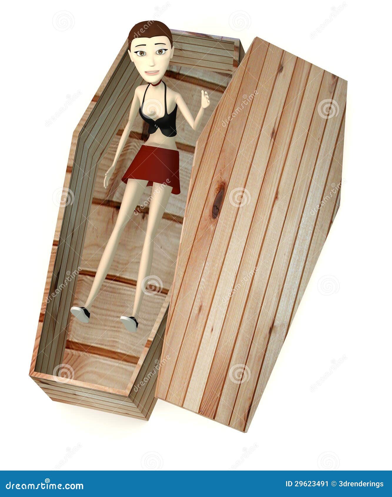Cartoon girl in coffin stock illustration. Illustration of character ...