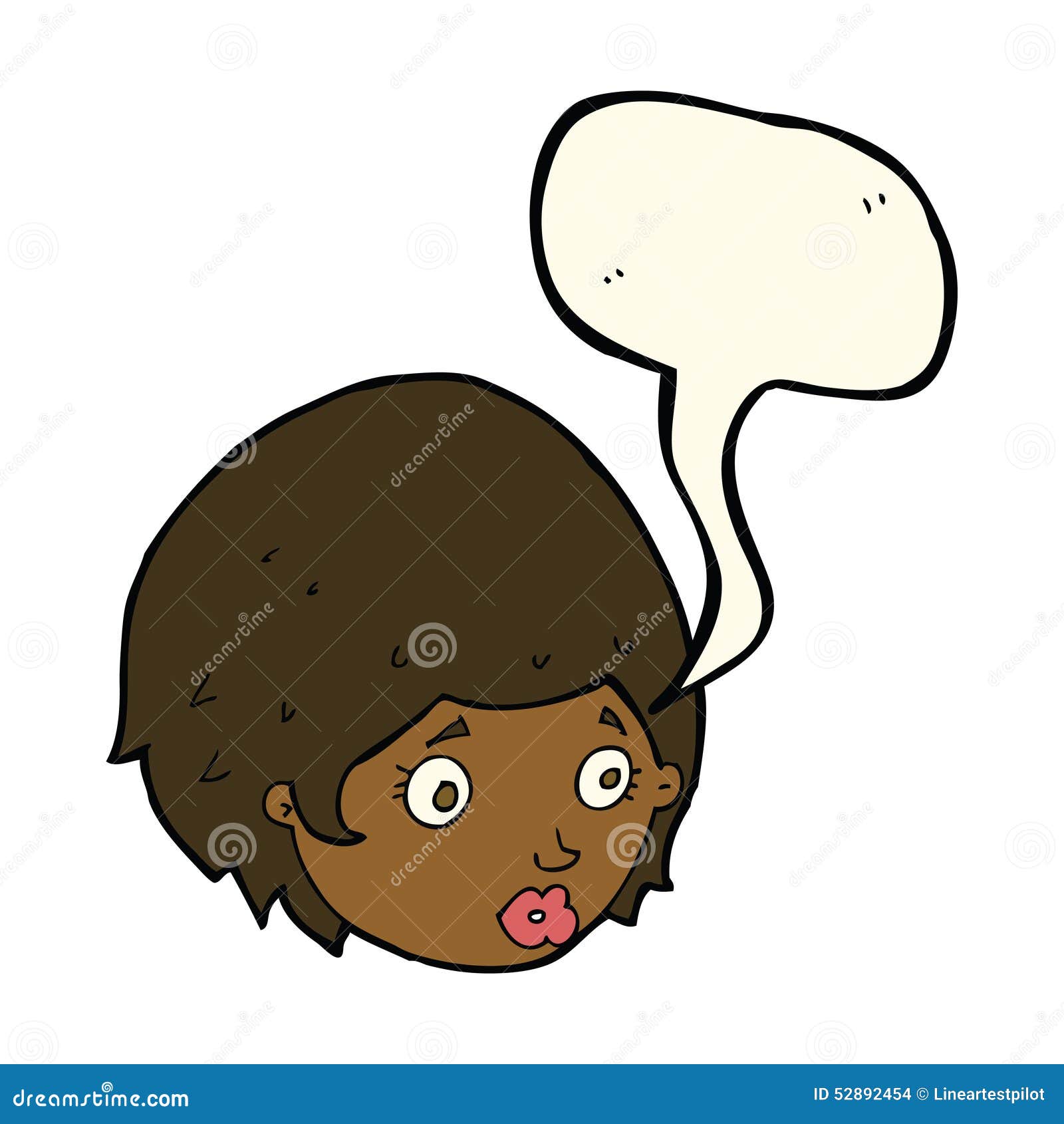 Cartoon Girl with Concerned Expression with Speech Bubble Stock ...