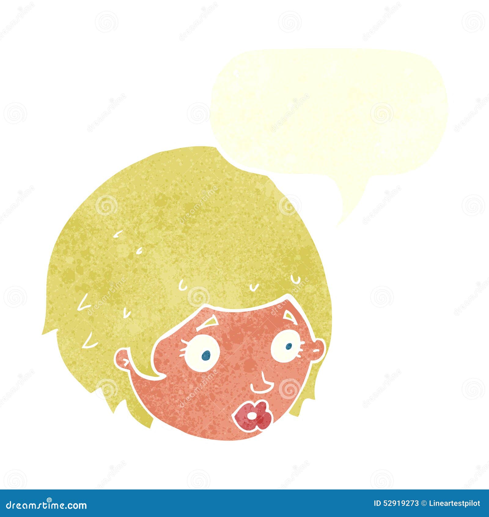 Cartoon Girl with Concerned Expression with Speech Bubble Stock ...