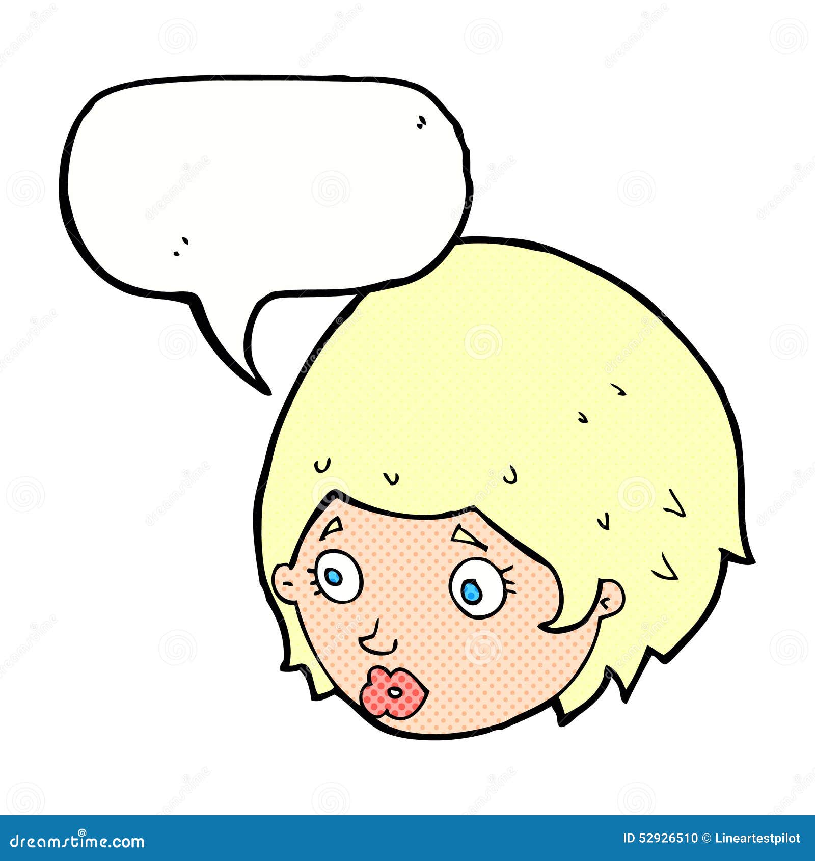 Cartoon Girl with Concerned Expression with Speech Bubble Stock ...