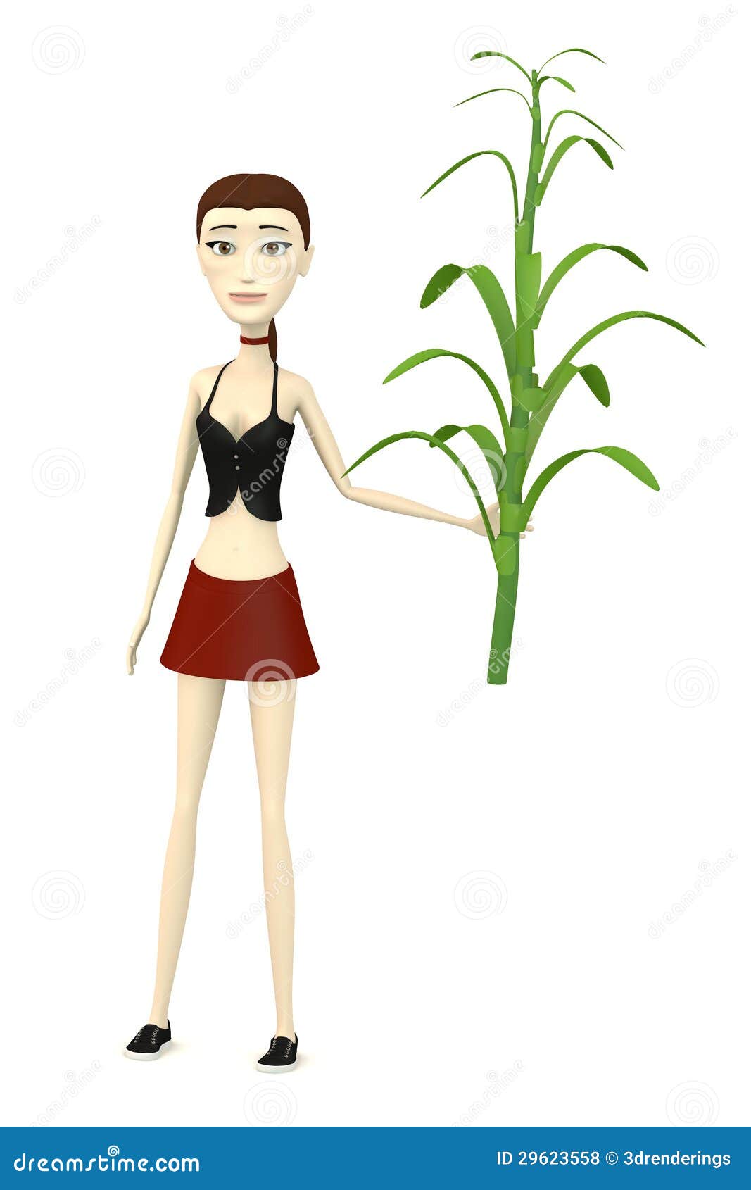 Cartoon Girl with Corn Stalk Stock Illustration - Illustration of young ...