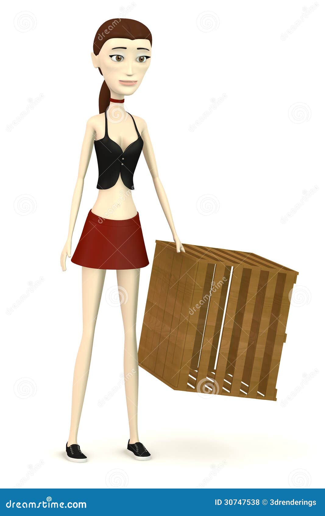 Cartoon girl with crate stock illustration. Illustration of character ...