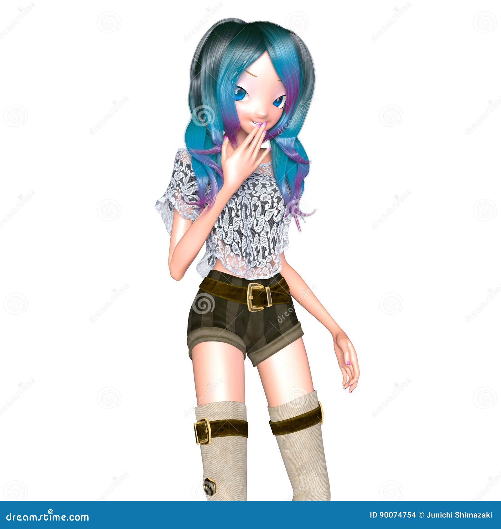 Cartoon girl stock photo. Image of idol, fashion, model - 90074754