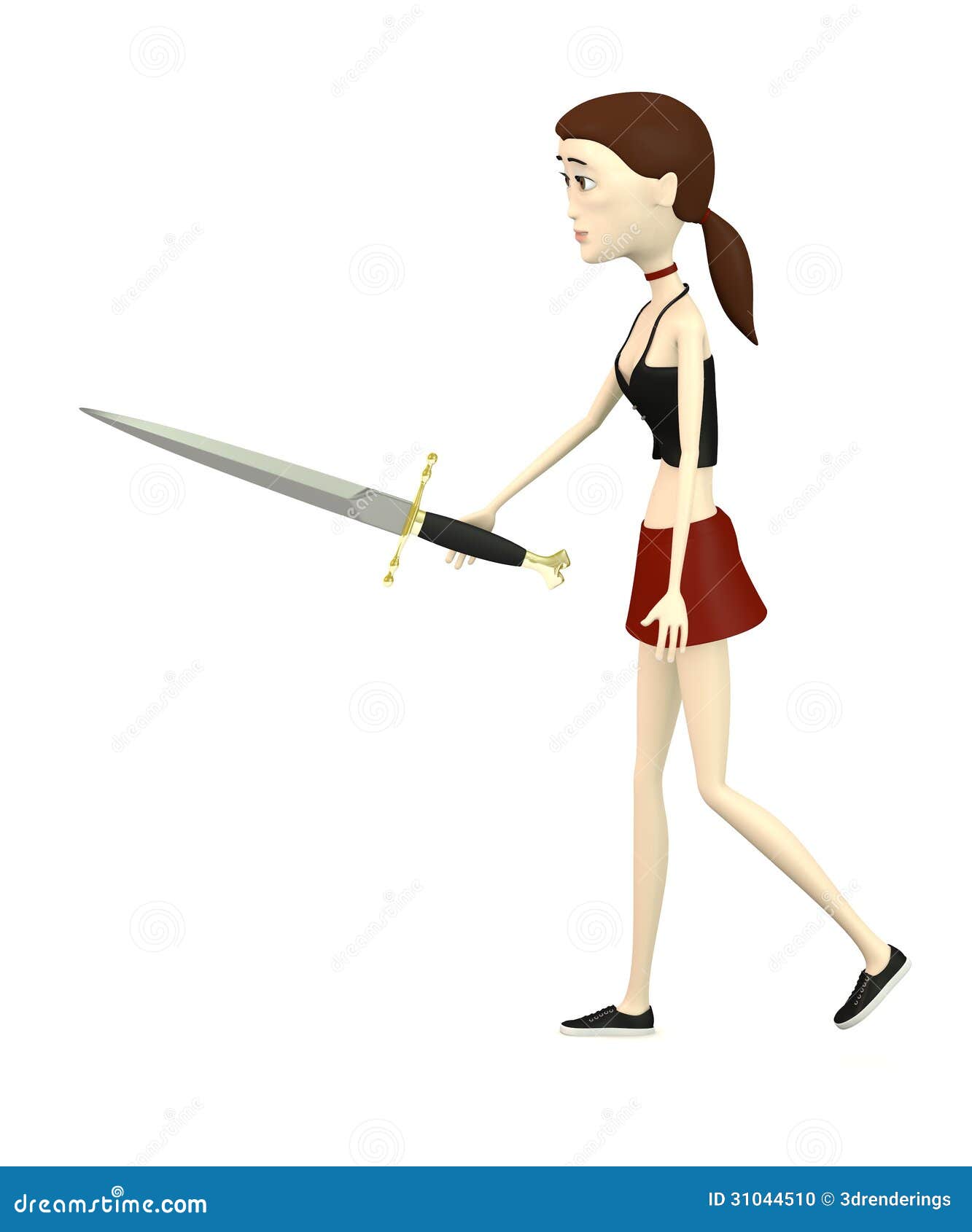 Cartoon girl with dagger stock illustration. Illustration of cartoon ...