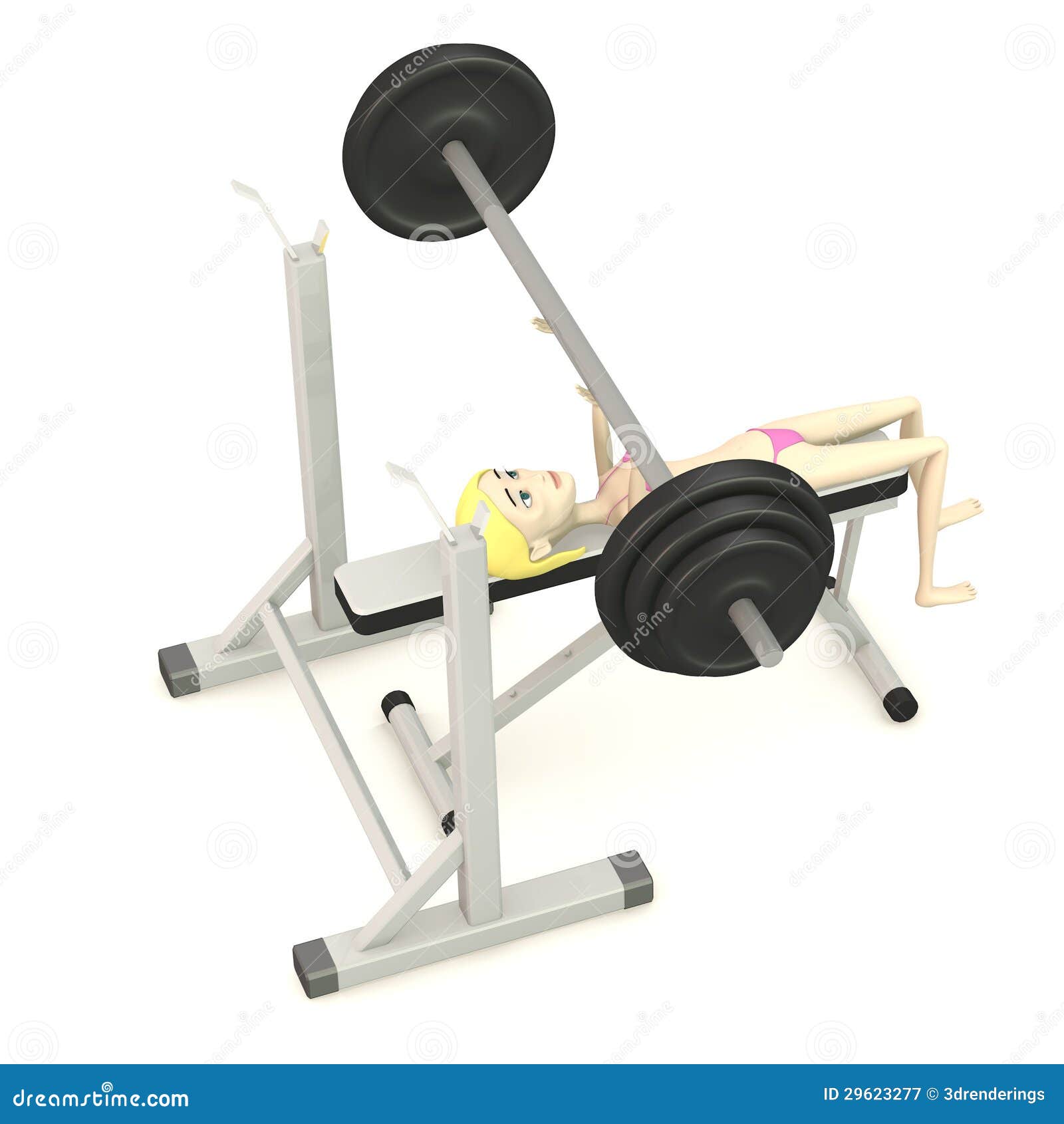 Cartoon Girl Doing Benchpress Stock Illustration - Illustration of ...