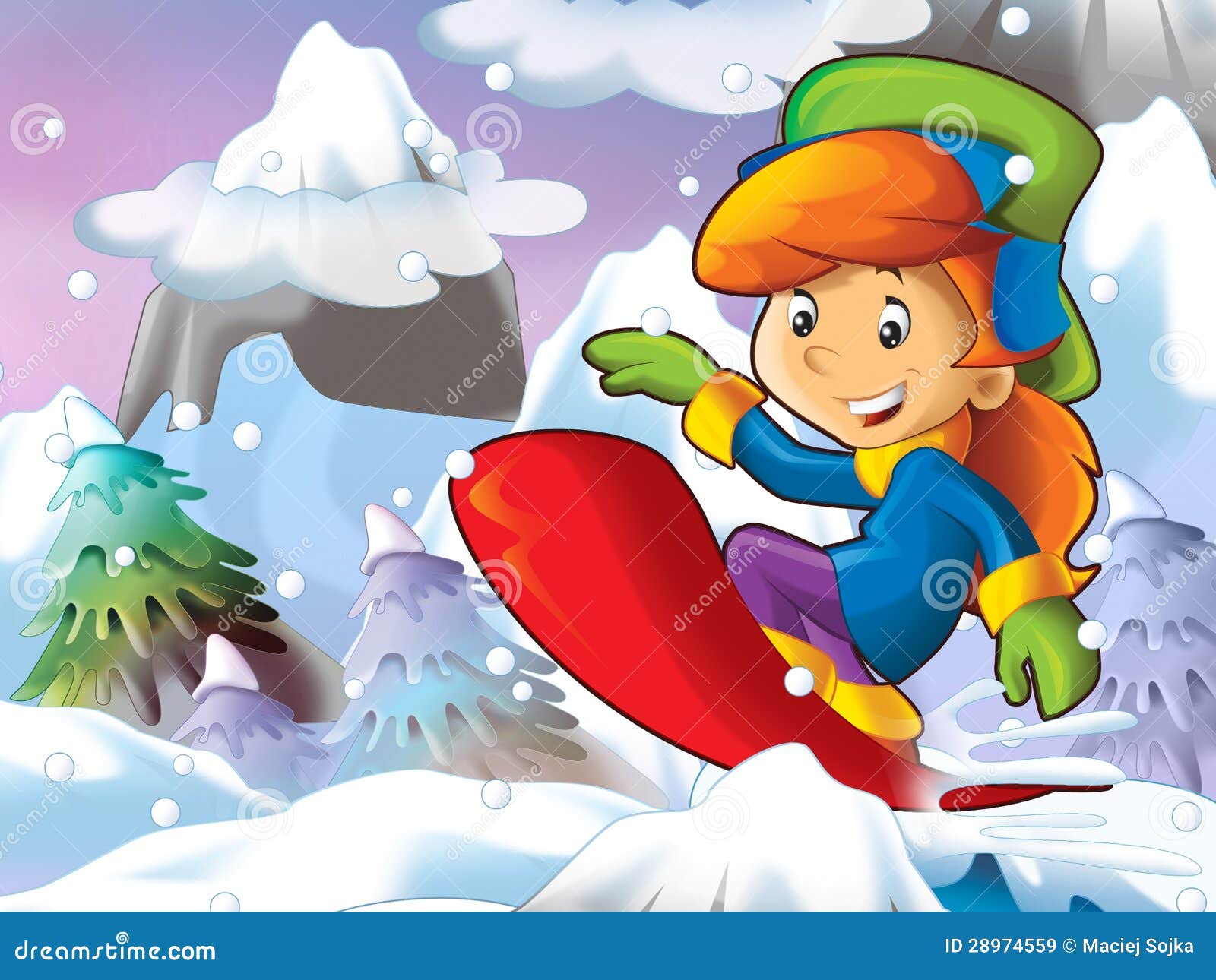 Cartoon Girl Doing Freestyle Slide Stock Illustration - Illustration of ...