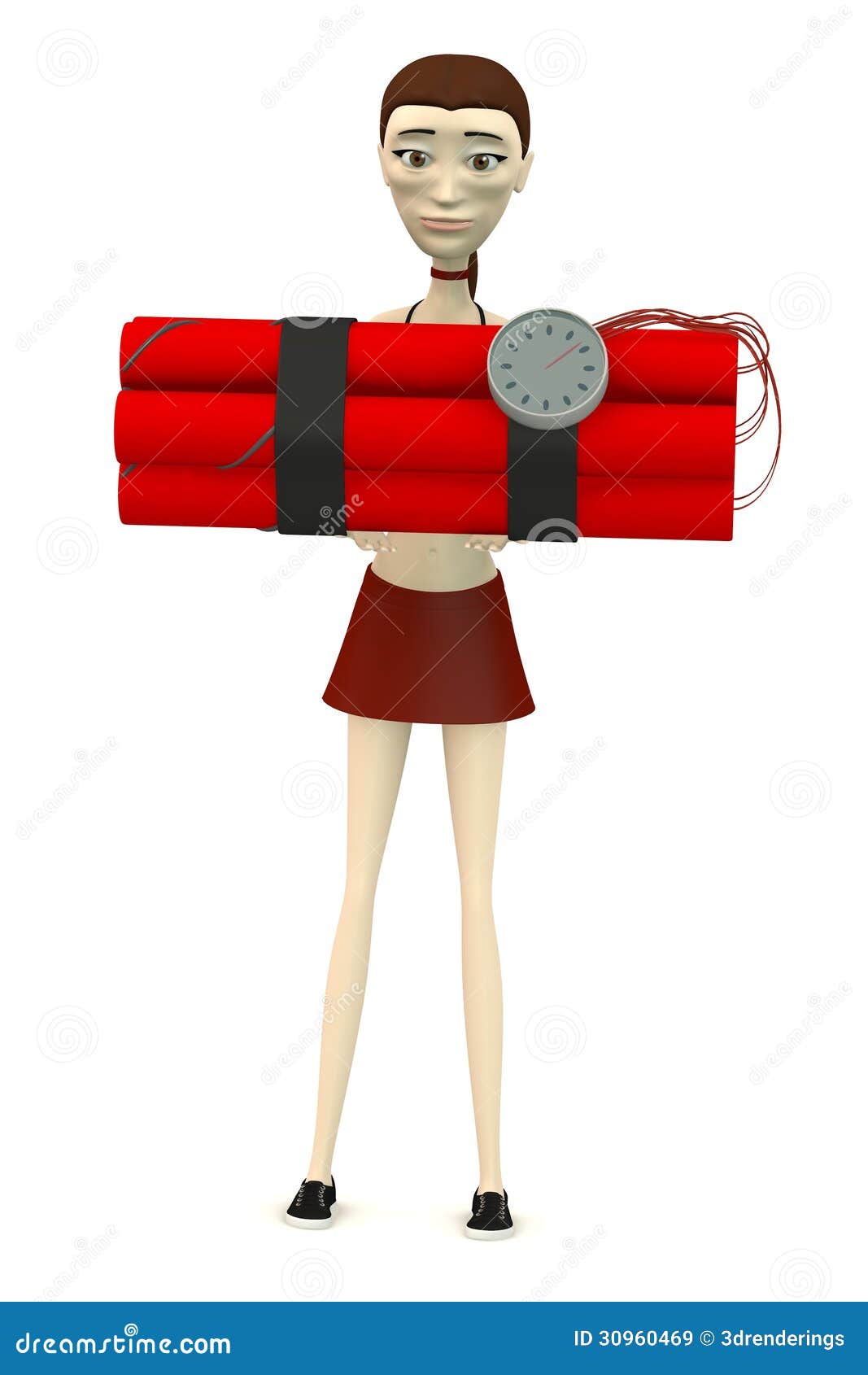 Cartoon girl with dynamite stock illustration. Illustration of people ...