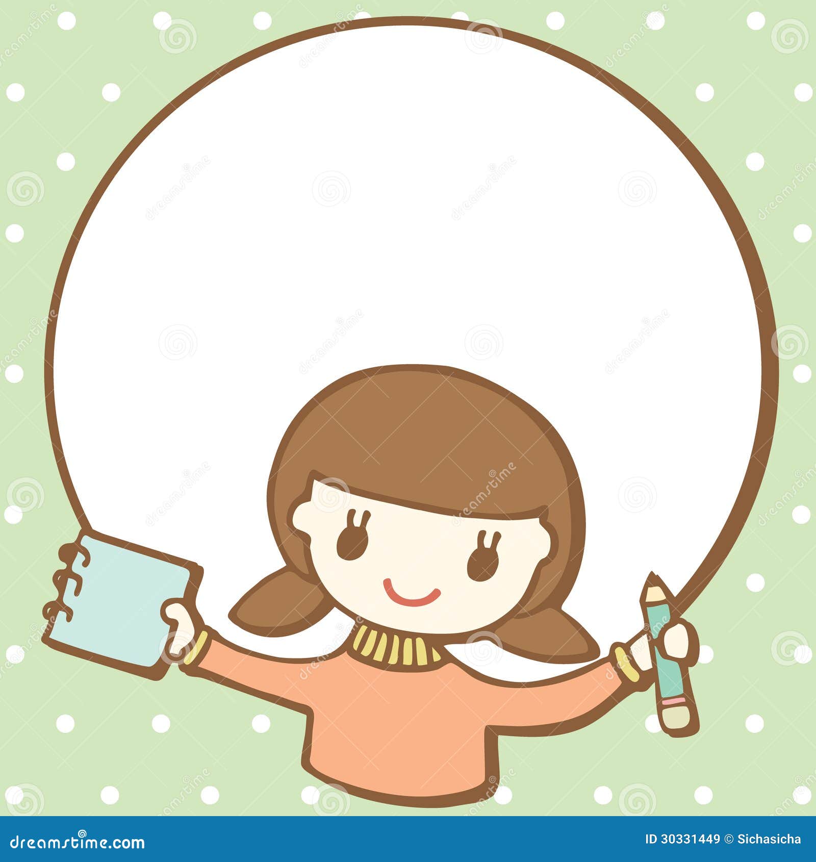 Cartoon Girl with Empty Space for Your Text Stock Vector - Illustration ...