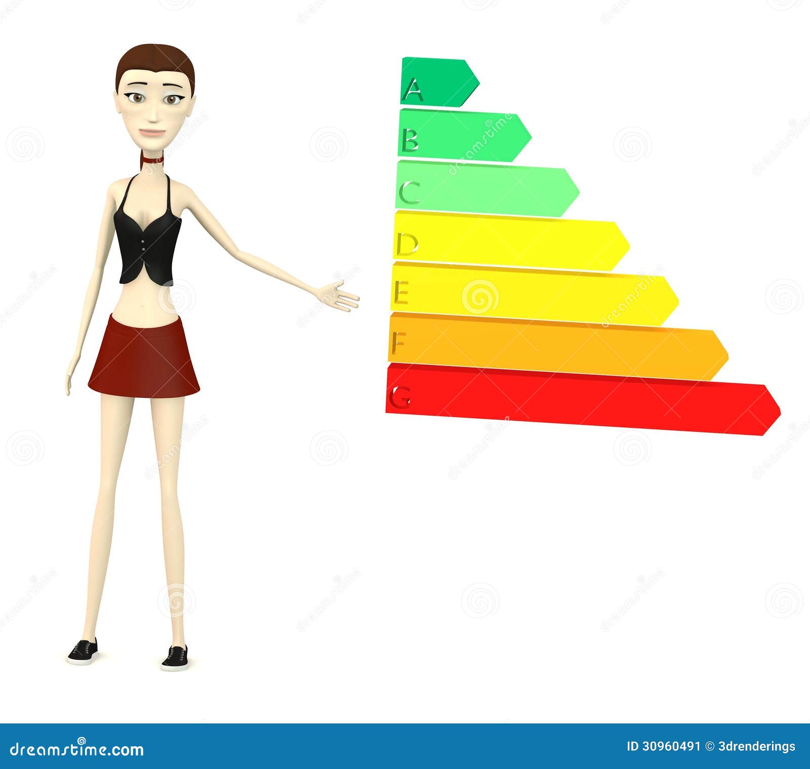 Cartoon Girl with Energy Graph Stock Illustration - Illustration of ...