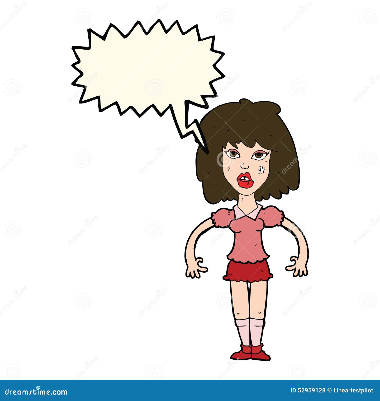 Cartoon Girl Fight with Speech Bubble Stock Illustration - Illustration ...