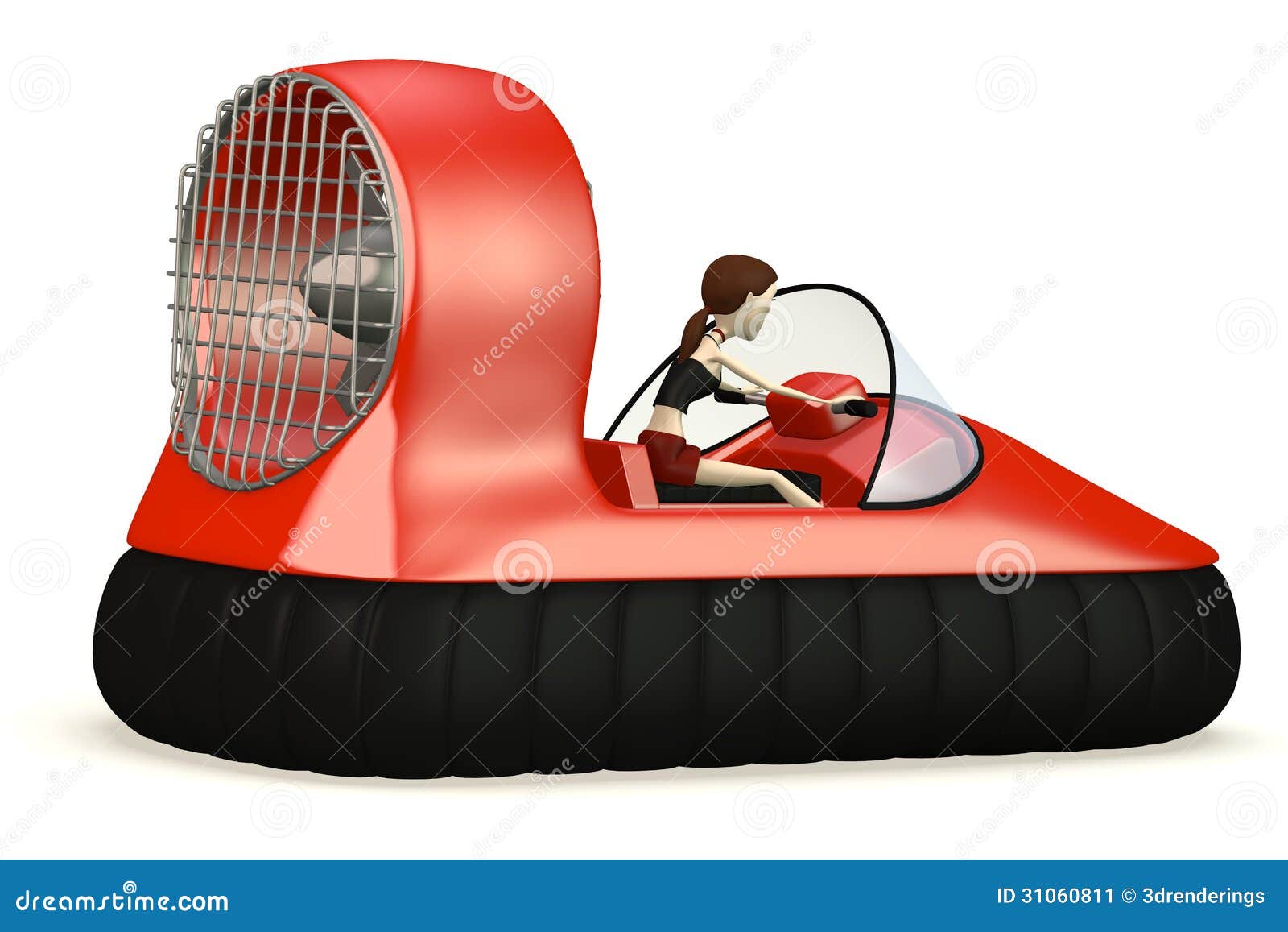 Cartoon girl in hovercraft stock illustration. Illustration of young ...