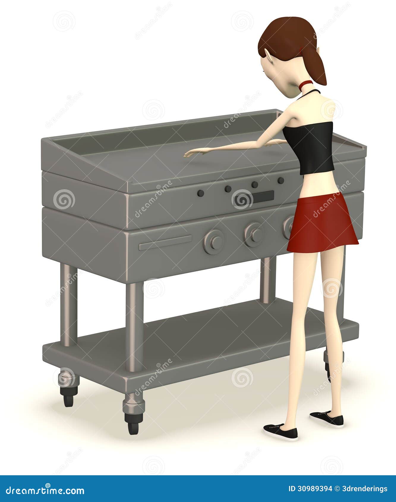 Cartoon Girl with Kitchen Machine Stock Illustration - Illustration of ...