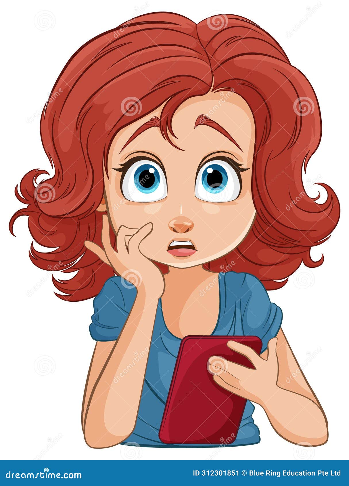 A Girl Looking Anxious with a Book Stock Vector - Illustration of ...