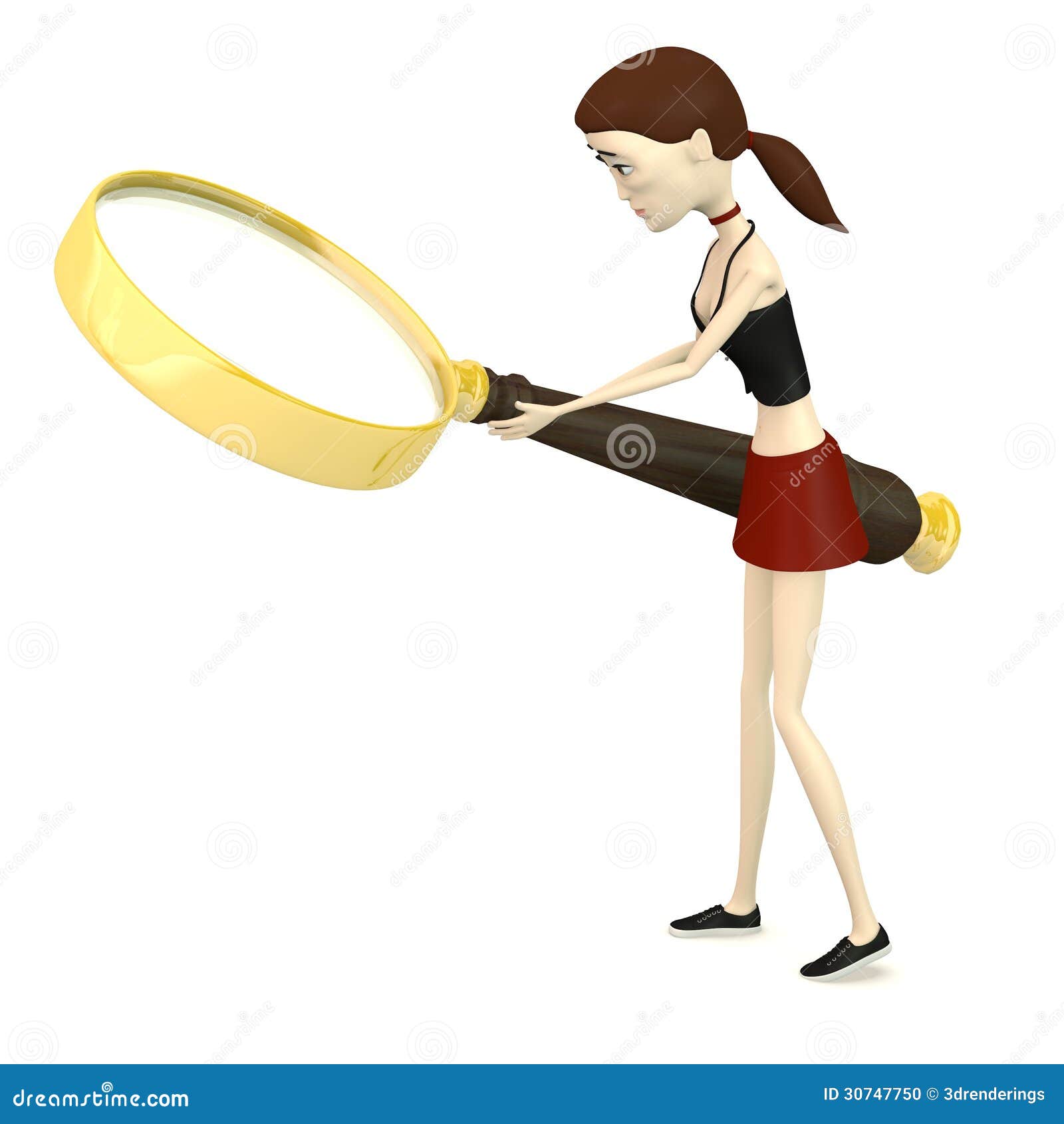 Cartoon girl with loupe stock illustration. Illustration of human ...