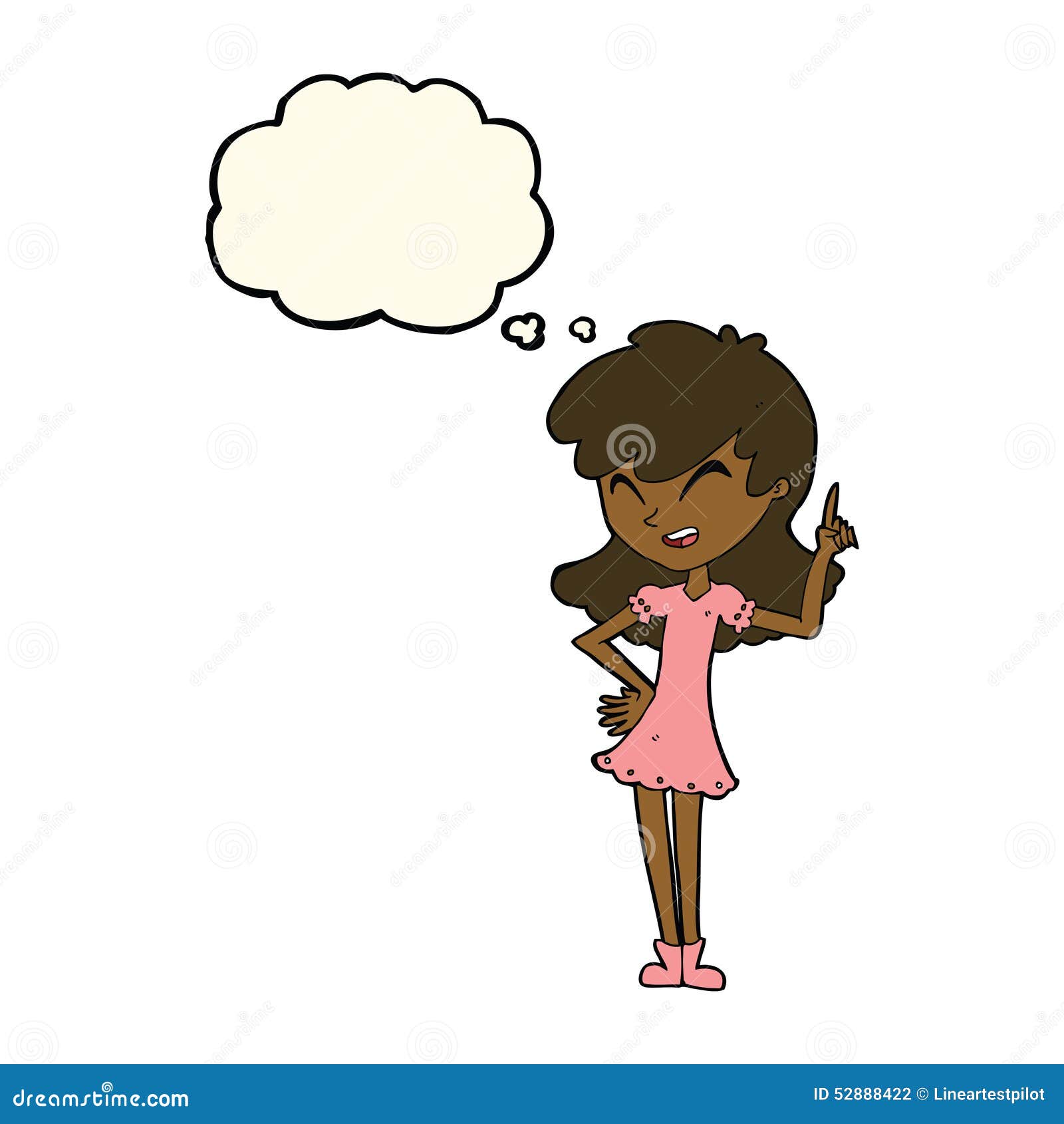 Cartoon Girl Making Point with Thought Bubble Stock Illustration ...