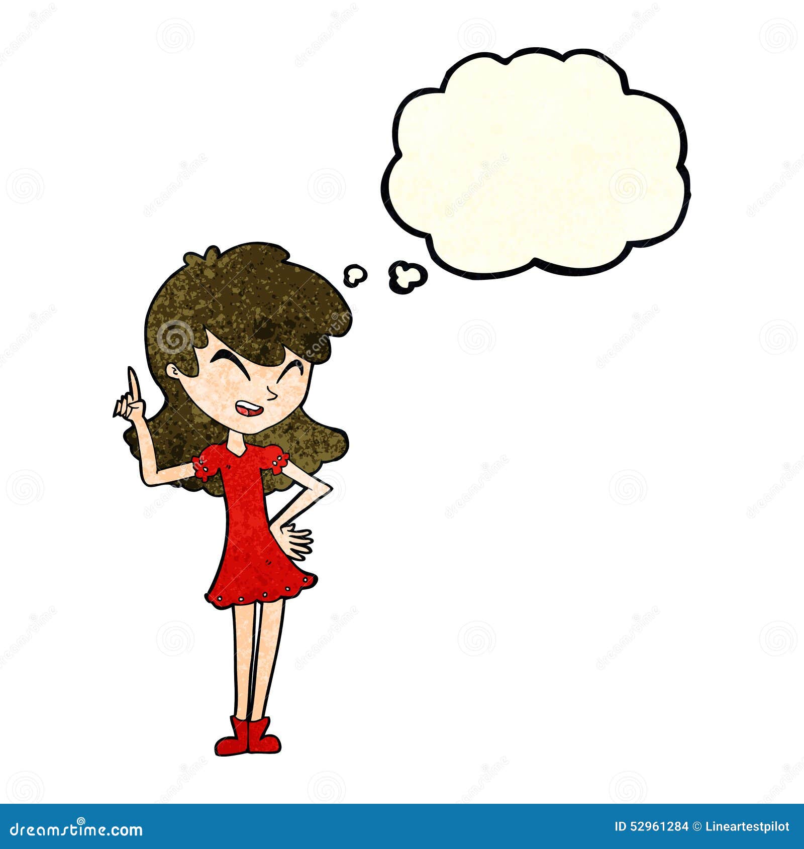 Cartoon Girl Making Point with Thought Bubble Stock Illustration ...
