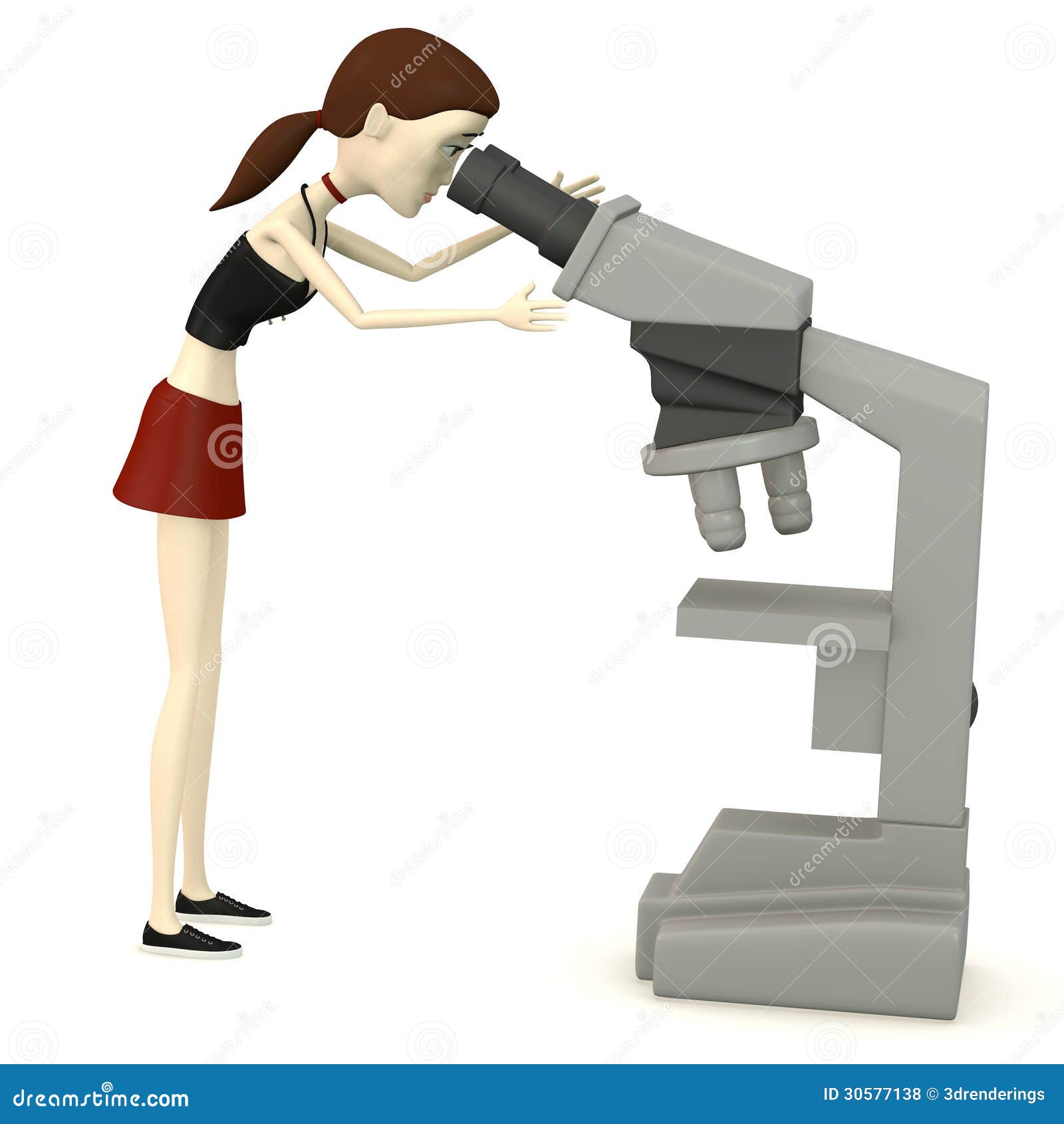 Cartoon Girl with Microscope Stock Illustration - Illustration of young ...