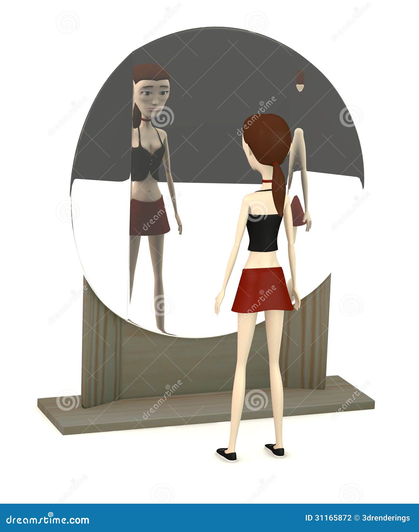 Cartoon girl with mirror stock illustration. Illustration of toon ...