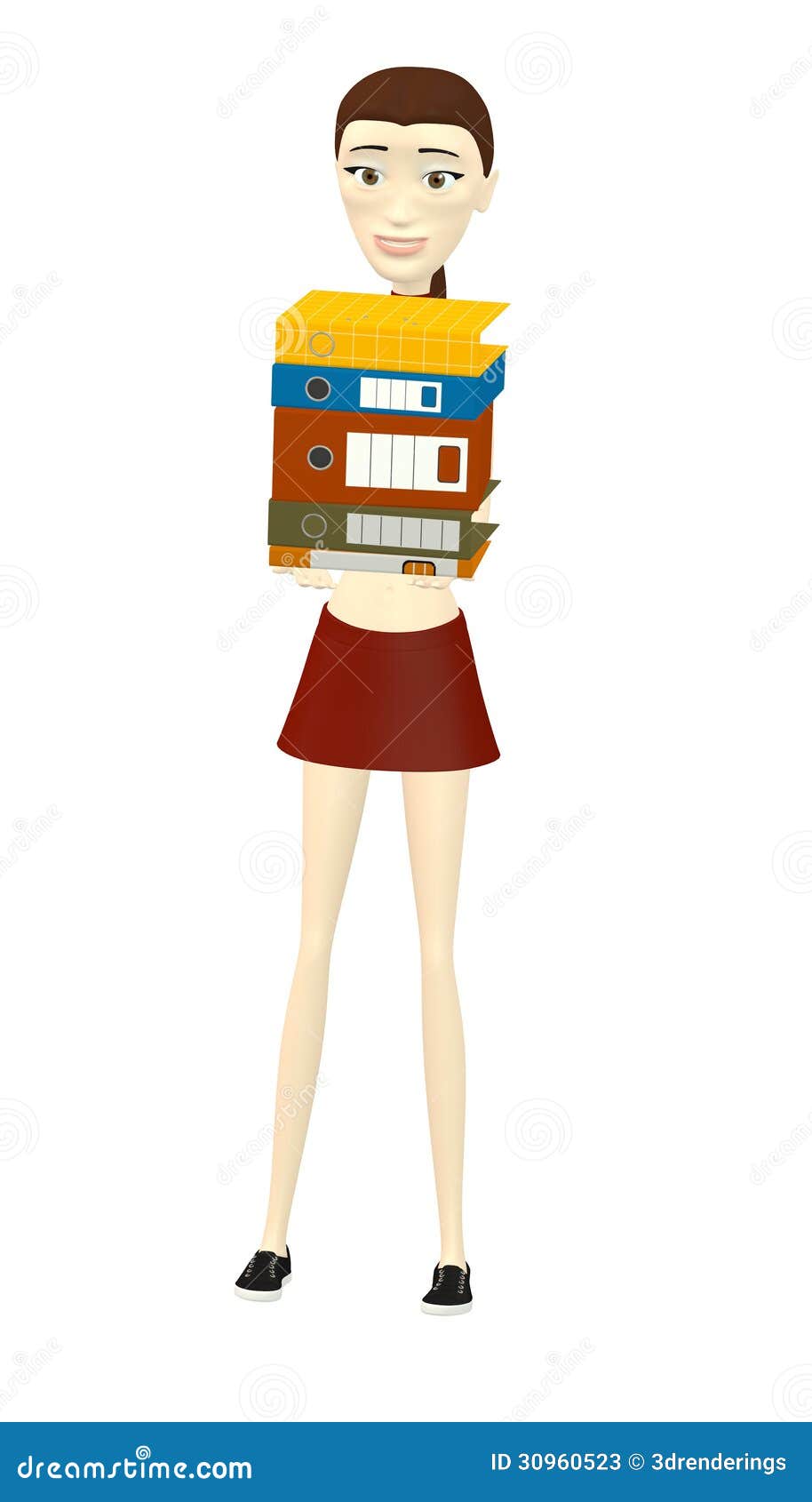 Cartoon Girl with Office Files Stock Illustration - Illustration of ...