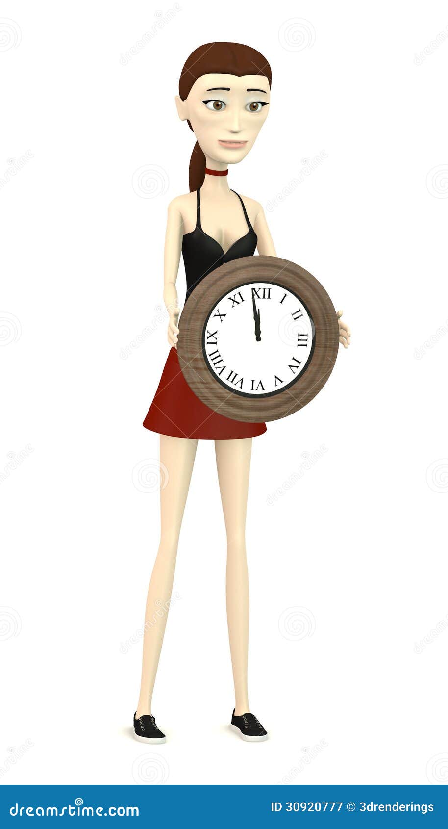 Cartoon Girl with Old Clock Stock Illustration - Illustration of girl ...
