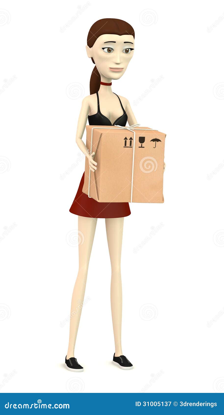 Cartoon girl with package stock illustration. Illustration of office ...