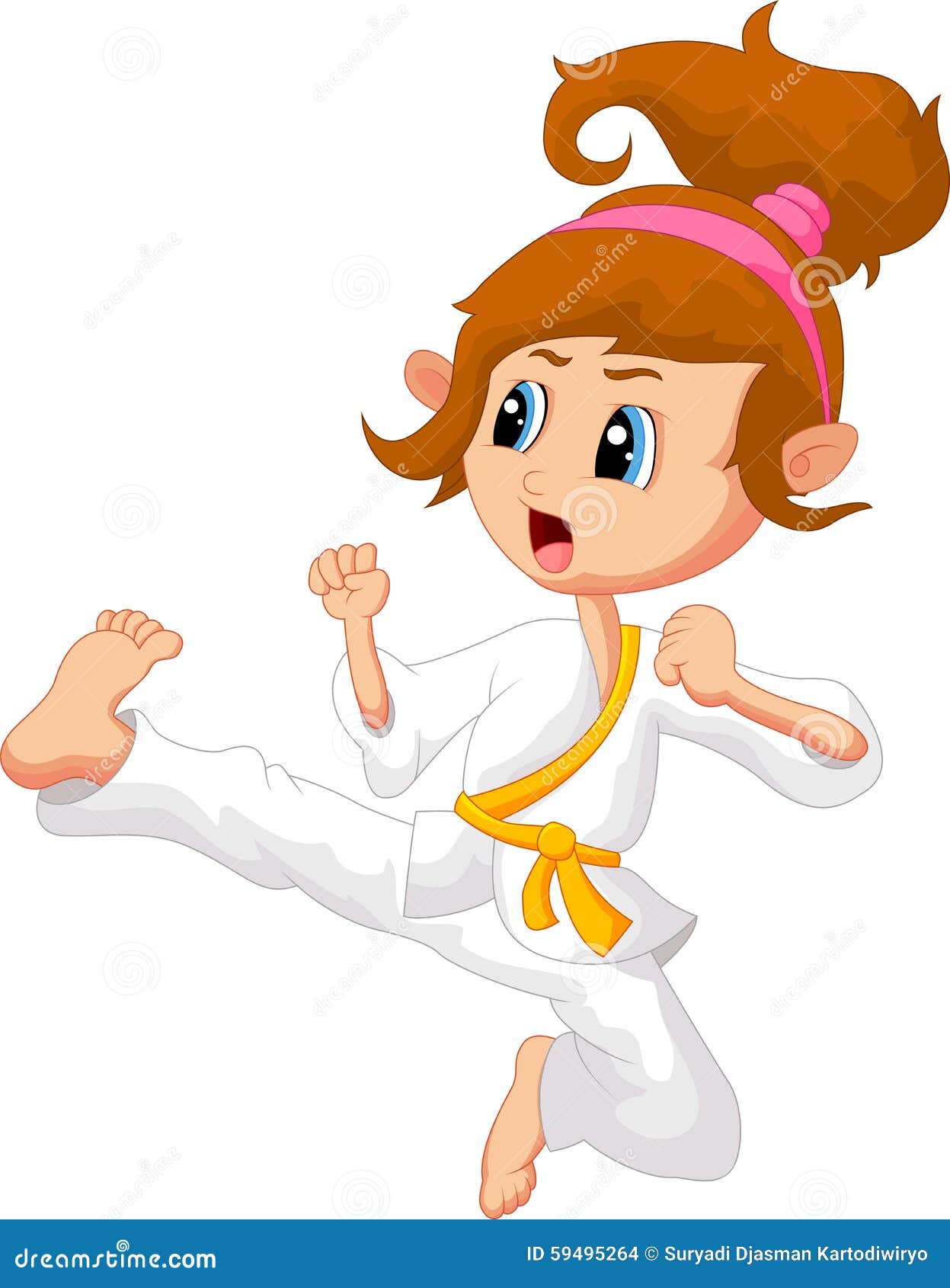 Cartoon Girl Playing Karate Stock Vector - Illustration of child ...