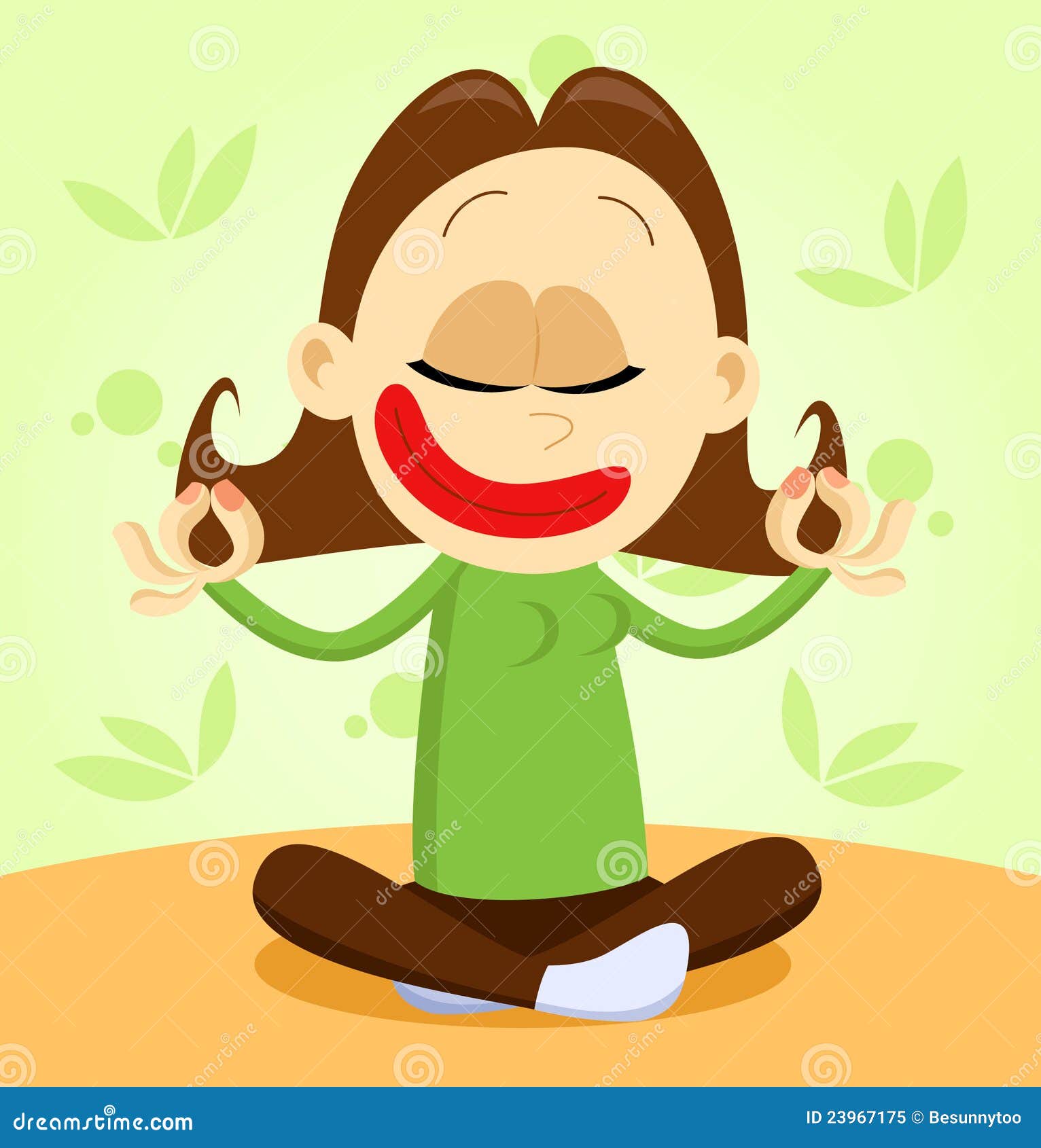 Cartoon Girl Practicing Yoga Stock Vector - Illustration of smile ...