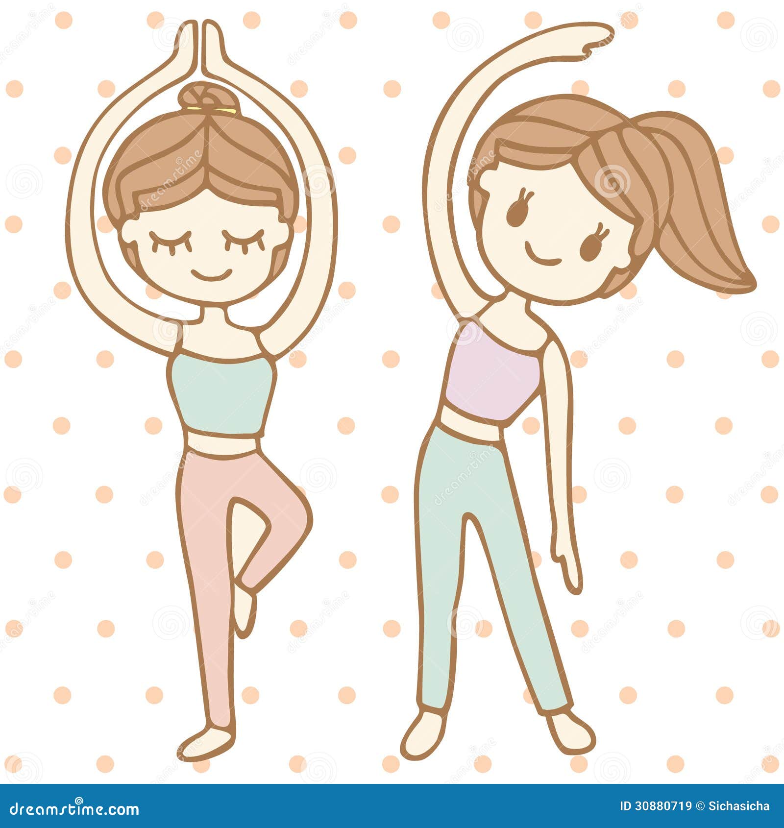 Cartoon Girl Practising Yoga Stock Vector - Illustration of yoga ...