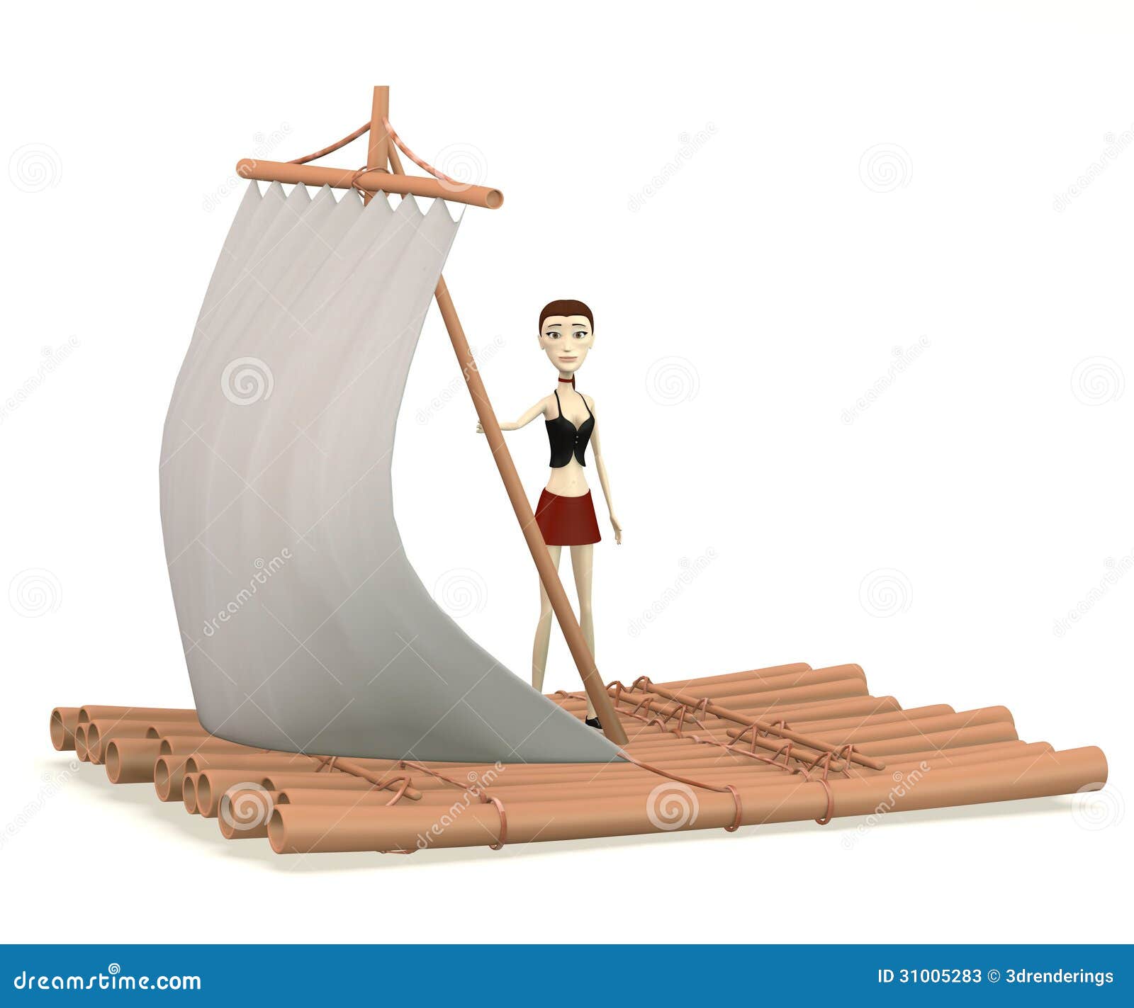 Cartoon girl on raft stock illustration. Illustration of character ...