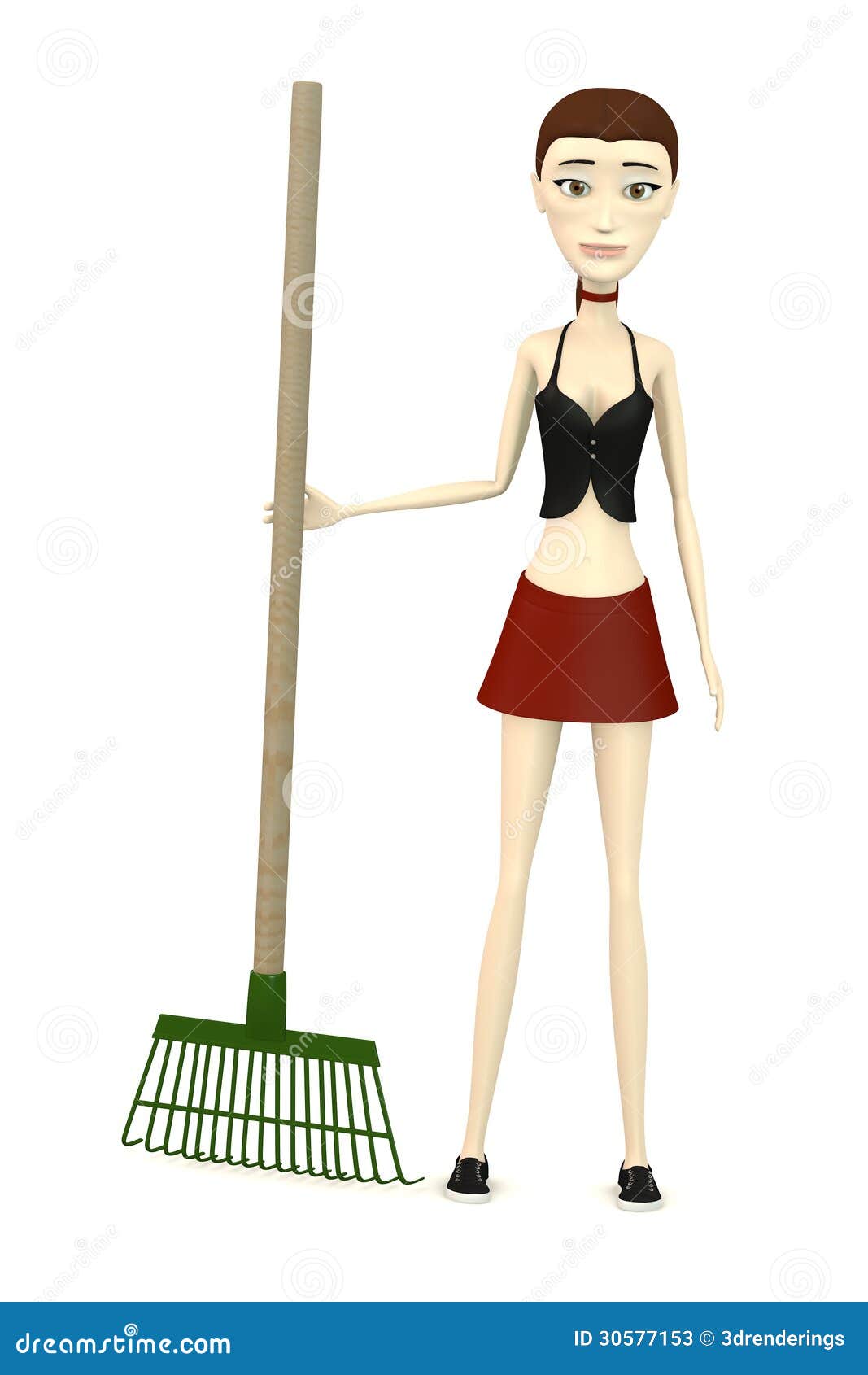 Cartoon Girl With Rake Stock Image | CartoonDealer.com #30577153