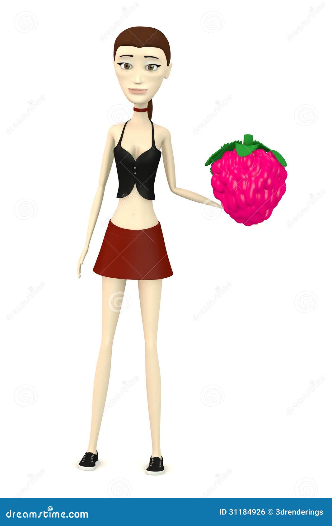 Cartoon Girl with Raspberry Stock Illustration - Illustration of human ...