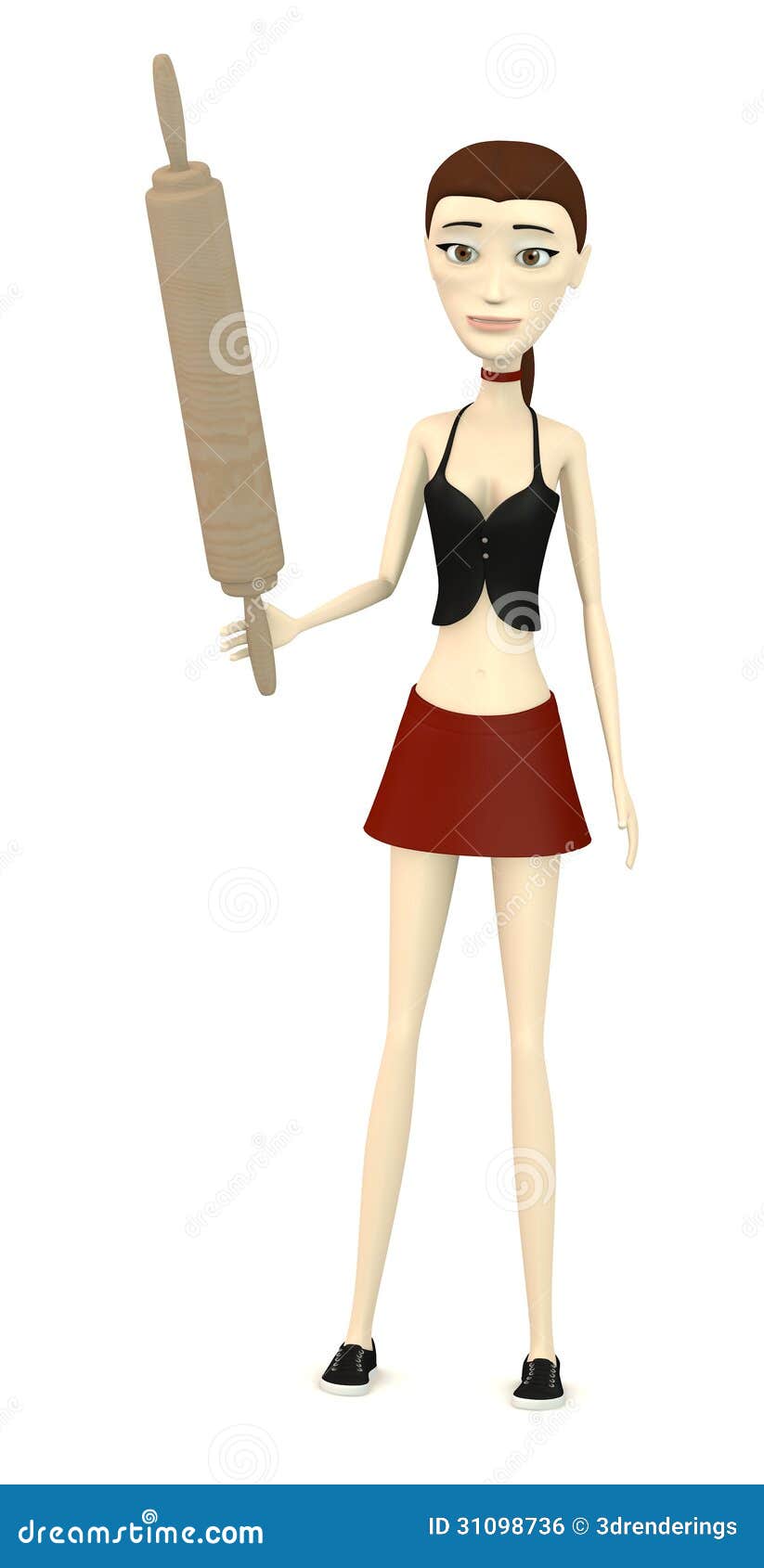 Cartoon Girl With Rolling Pin Royalty-Free Stock Image | CartoonDealer ...