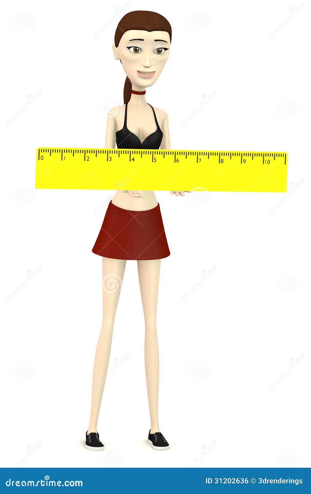 Cartoon girl with ruler stock illustration. Illustration of tool - 31202636
