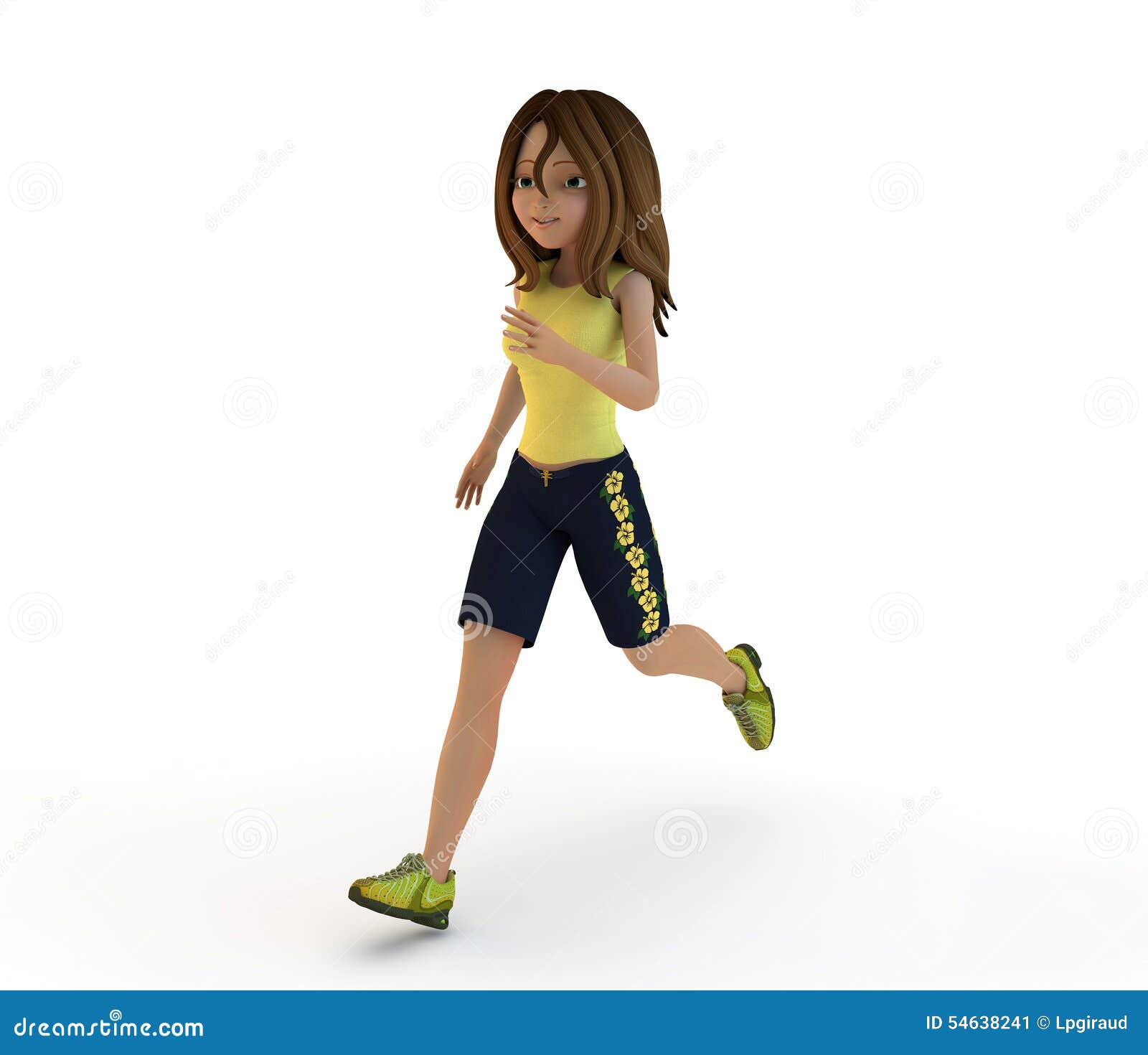 Cartoon girl and running stock illustration. Illustration of teen ...