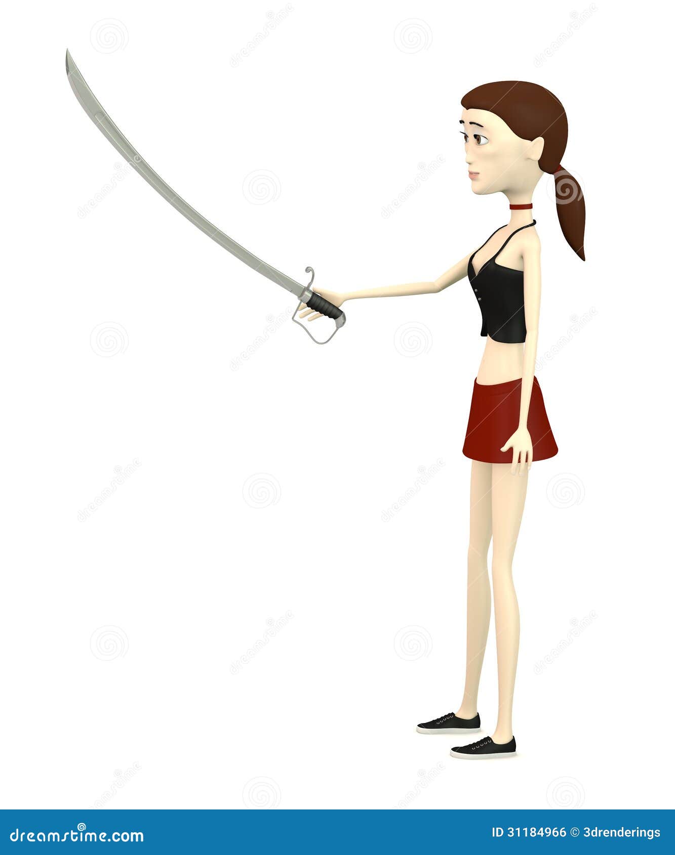 Cartoon girl with sabre stock illustration. Illustration of cartoon ...