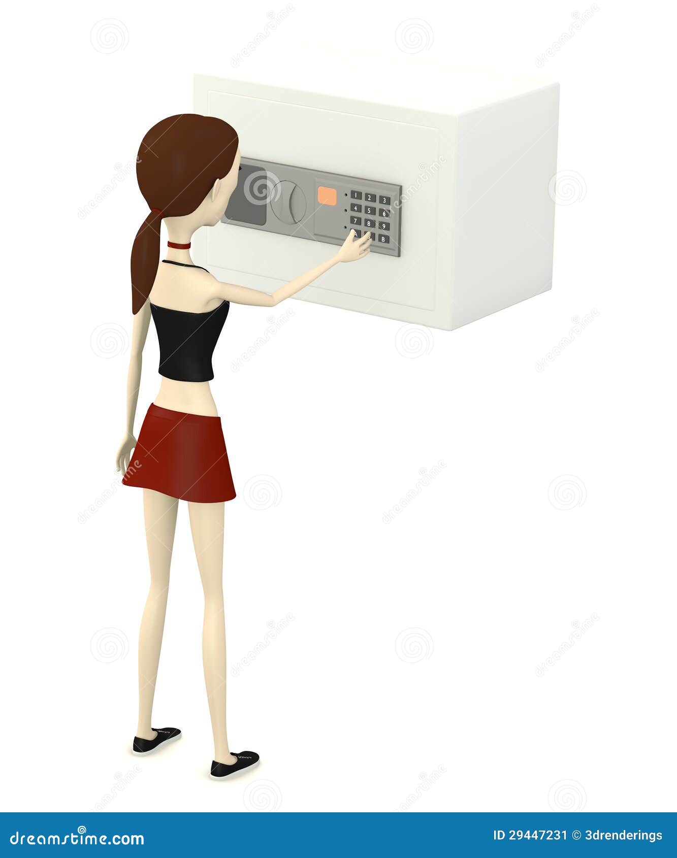 Cartoon girl with safe stock illustration. Illustration of toon - 29447231