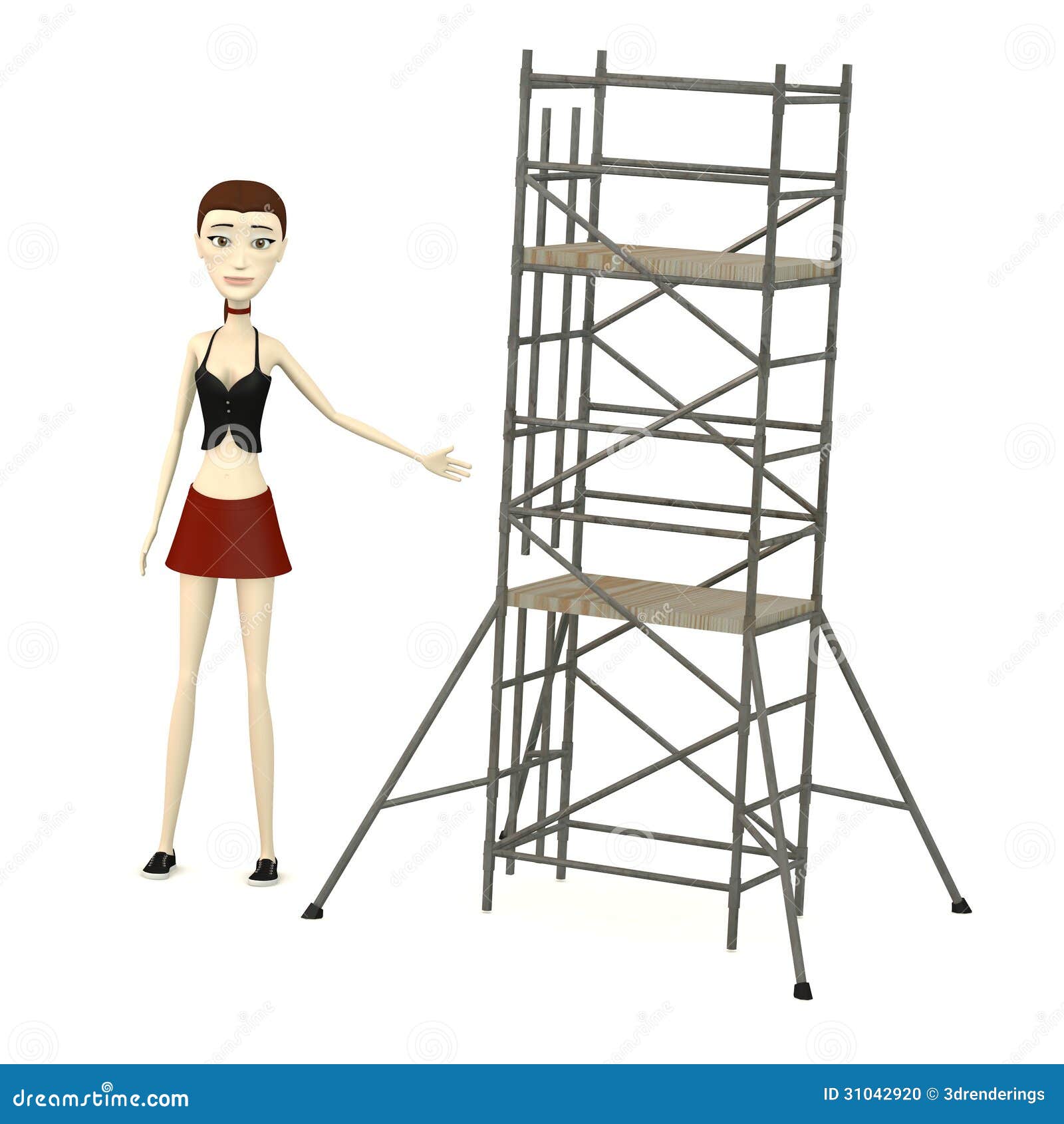 Cartoon Girl with Scaffolding Stock Illustration - Illustration of ...