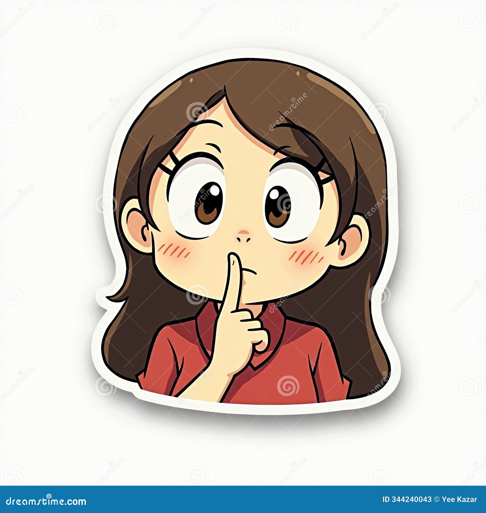 Cartoon Girl Shushing stock illustration. Illustration of manga - 344240043