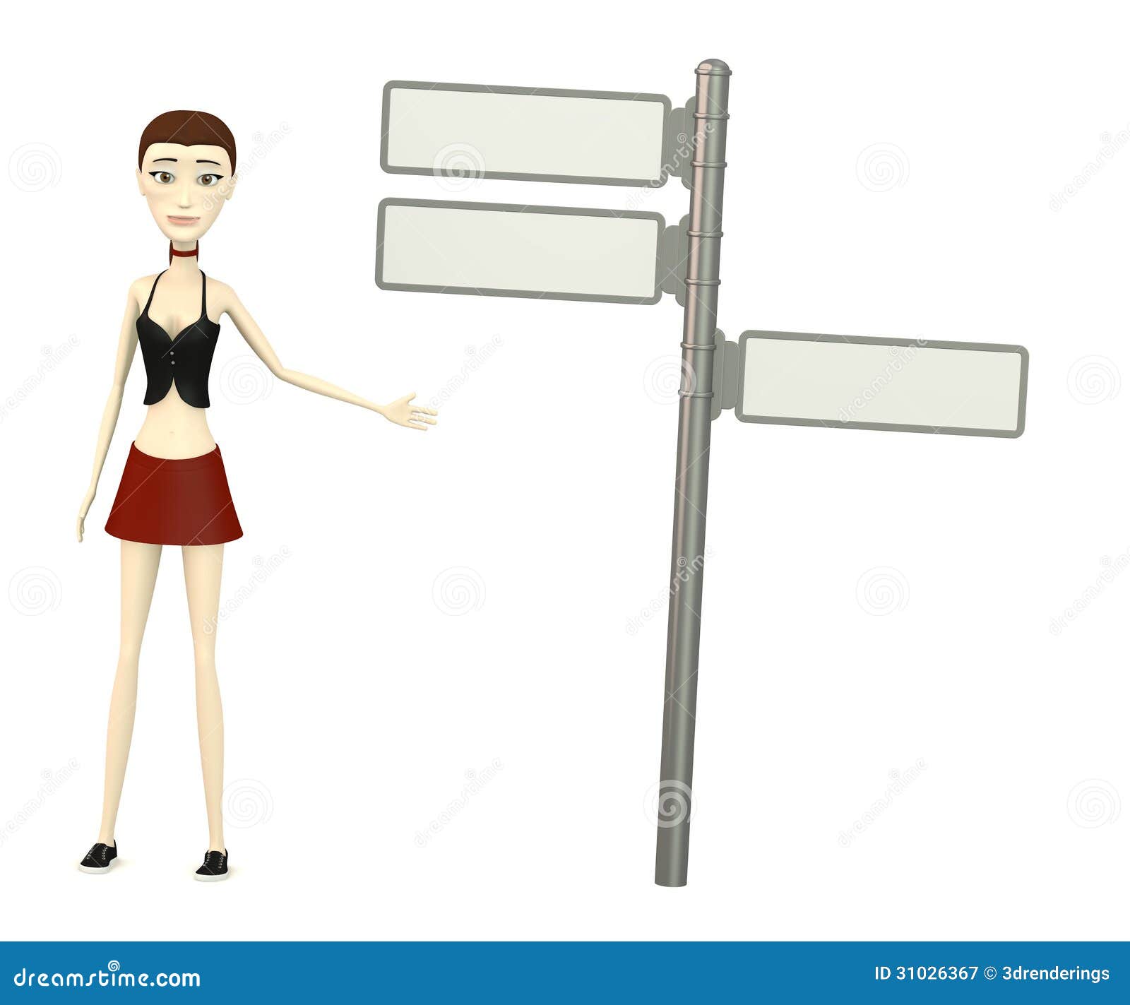 Cartoon girl with sign stock illustration. Illustration of young - 31026367