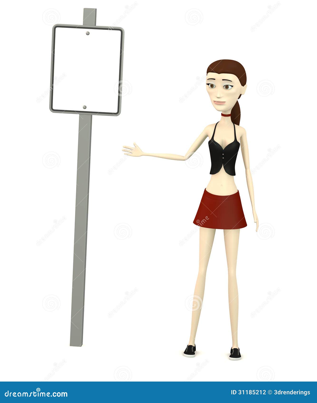 Cartoon girl with sign stock illustration. Illustration of people ...