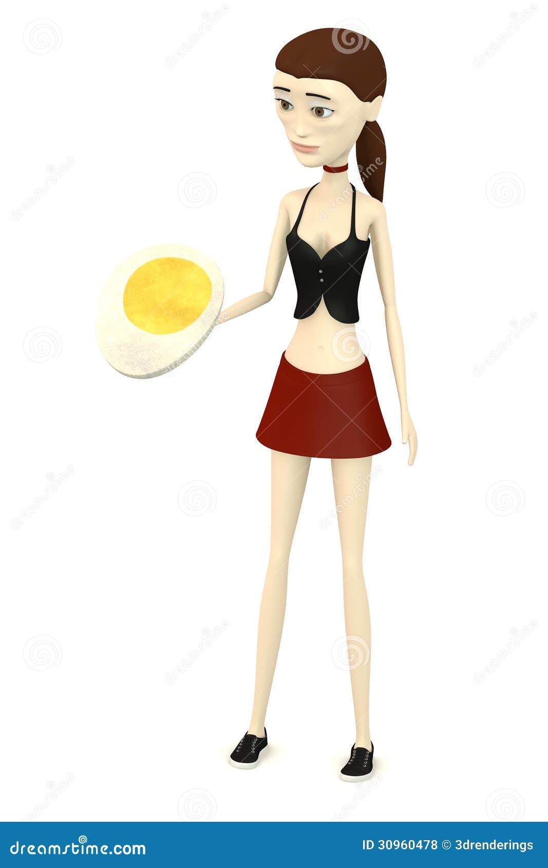 Cartoon Girl with Sliced Egg Stock Illustration - Illustration of ...
