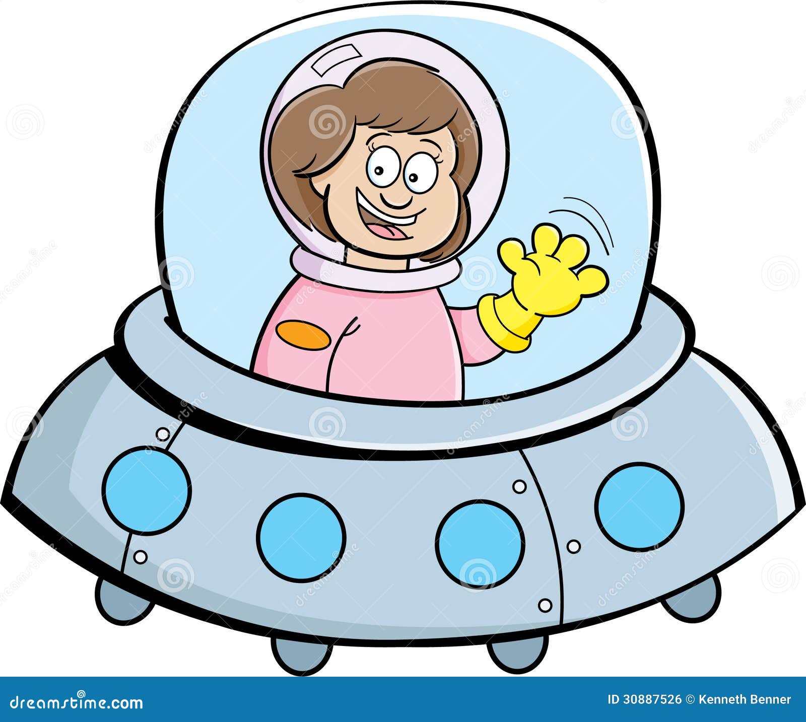 Cartoon Girl In A Spaceship Vector Illustration | CartoonDealer.com ...