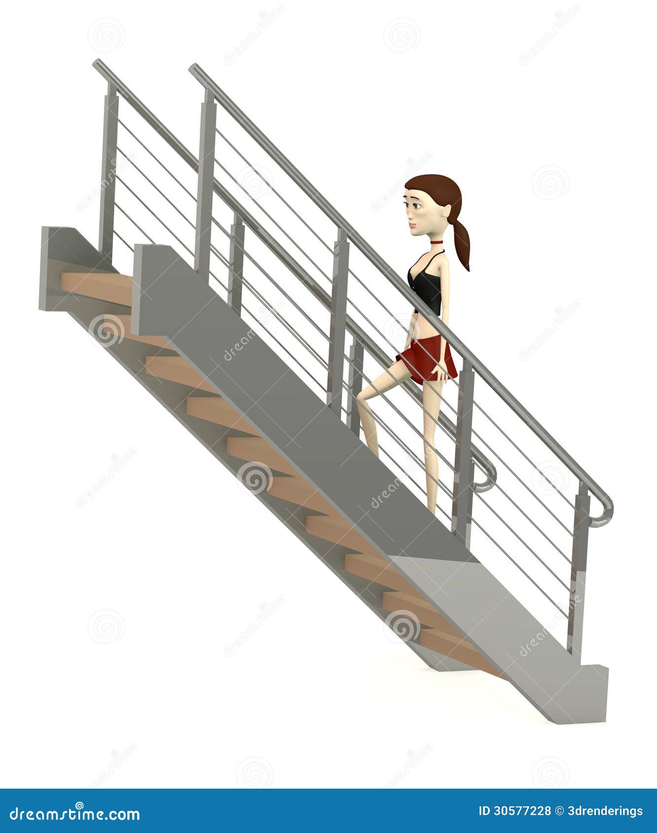 Cartoon girl on stairs stock illustration. Illustration of young - 30577228