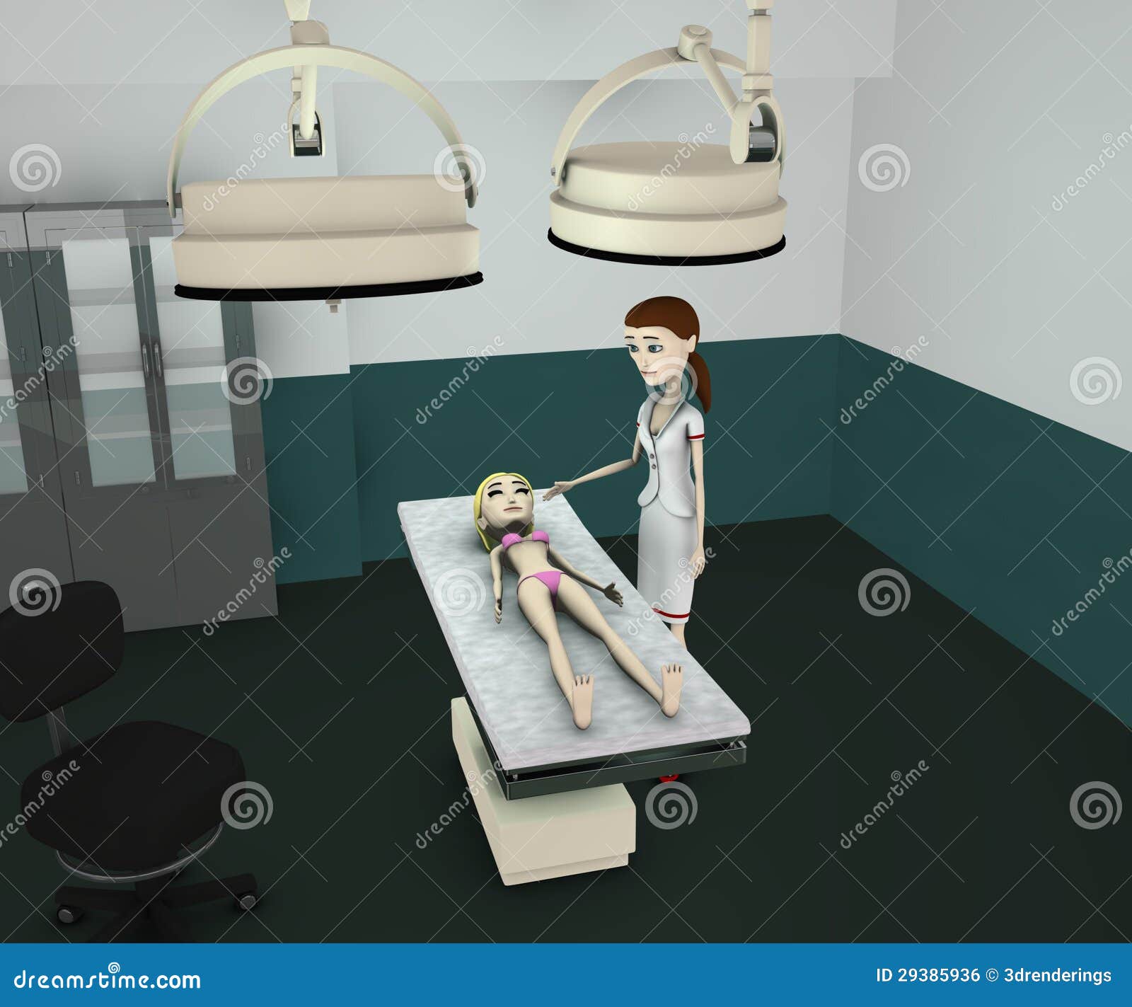 Cartoon Girl on Surgery with Nurse Stock Illustration - Illustration of ...