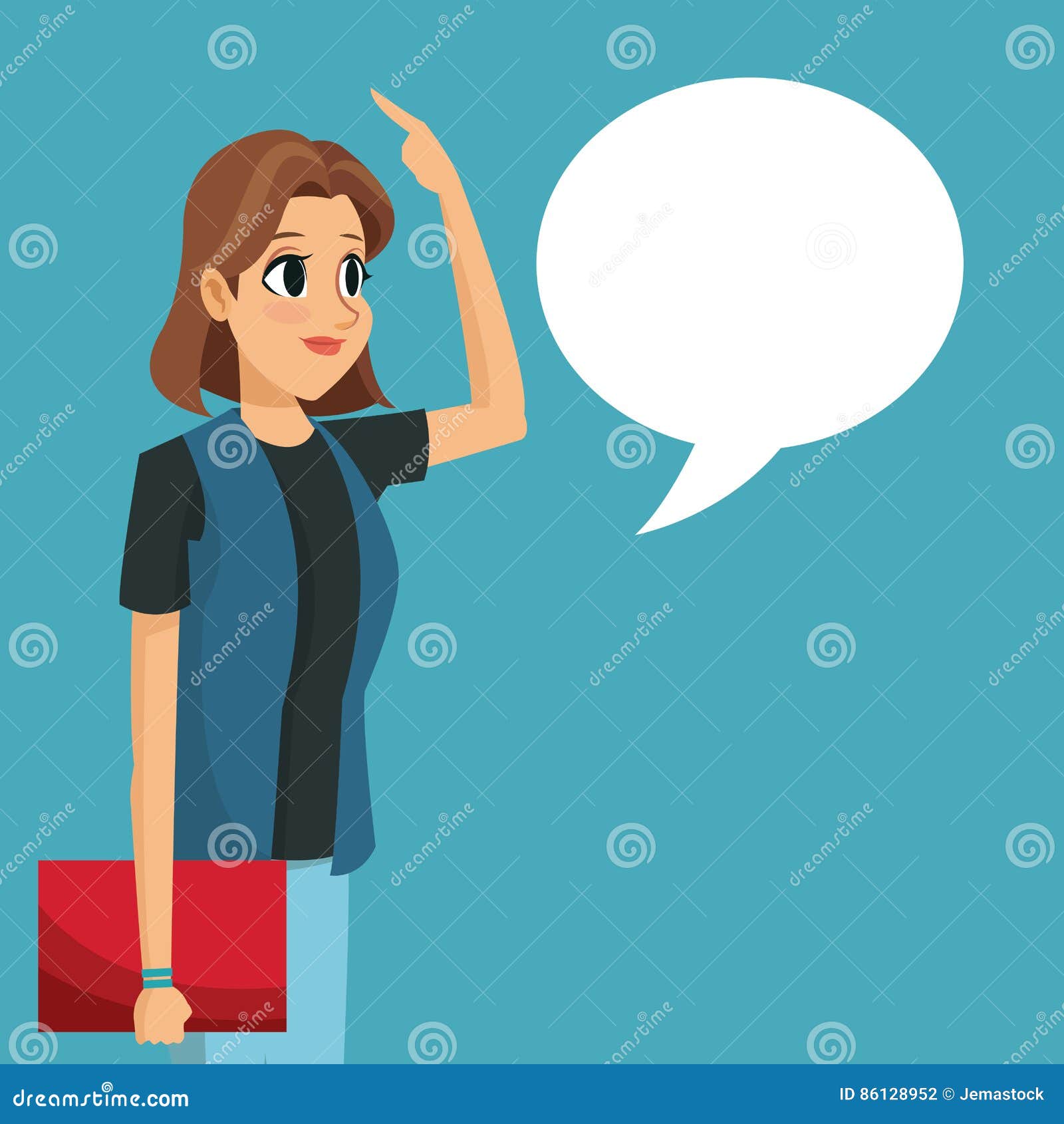 Cartoon Girl Talk Bubble Speech Stock Vector - Illustration of talk ...