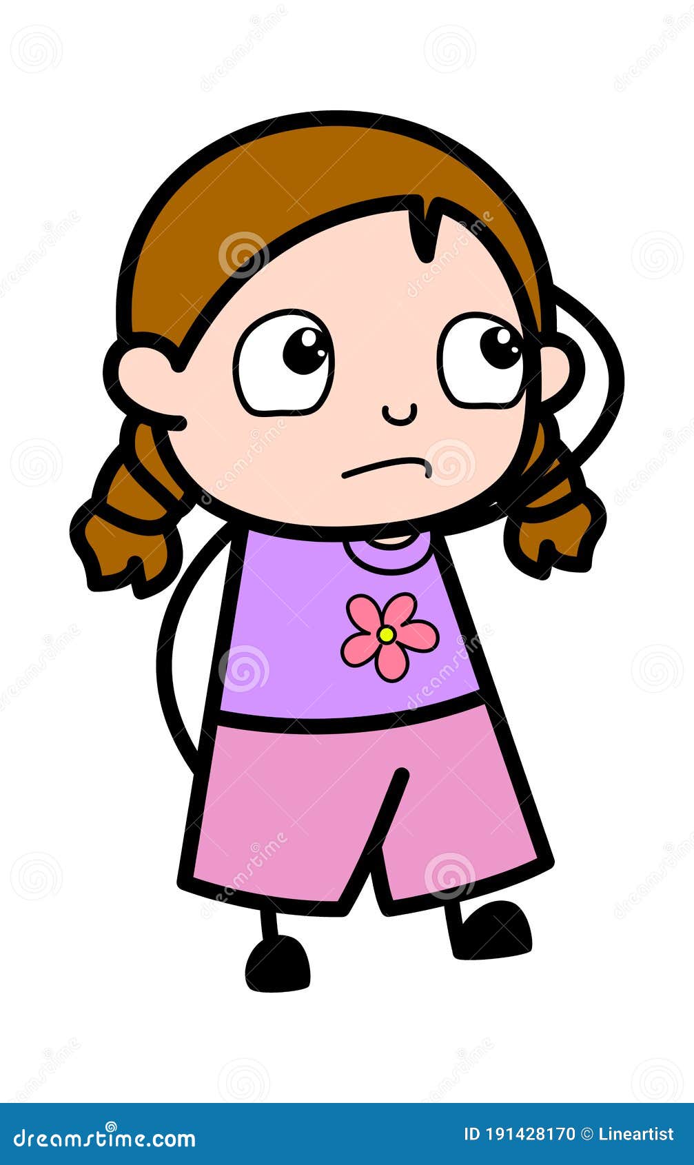 Cartoon Girl Thinking in Confusion Stock Illustration - Illustration of ...