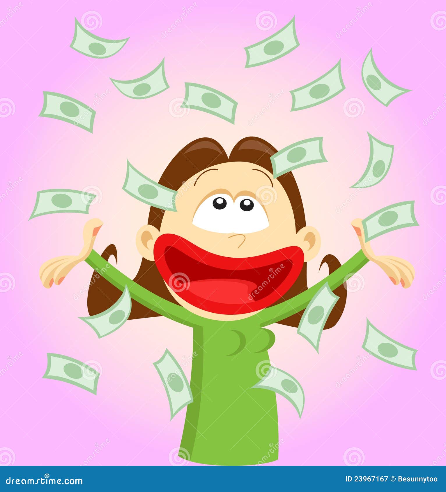 Cartoon Girl Throwing Money Stock Vector - Illustration of cute, bill ...