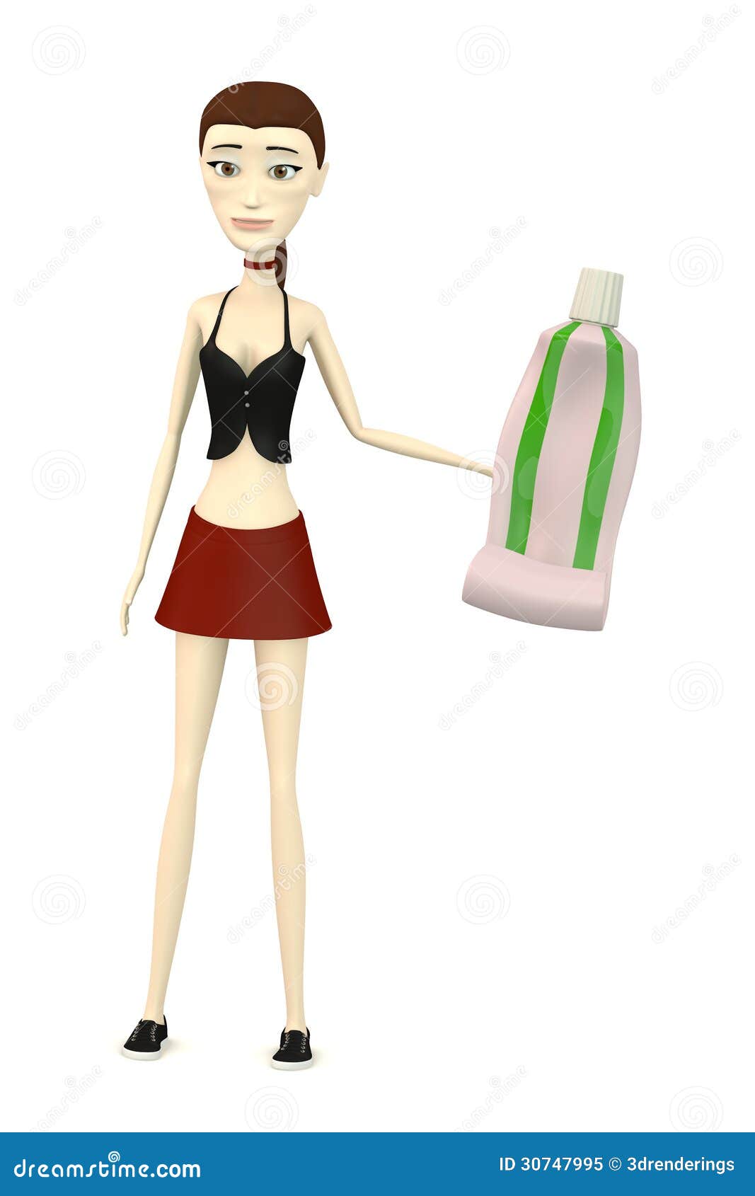 Cartoon Girl with Toothpaste Stock Illustration - Illustration of young ...