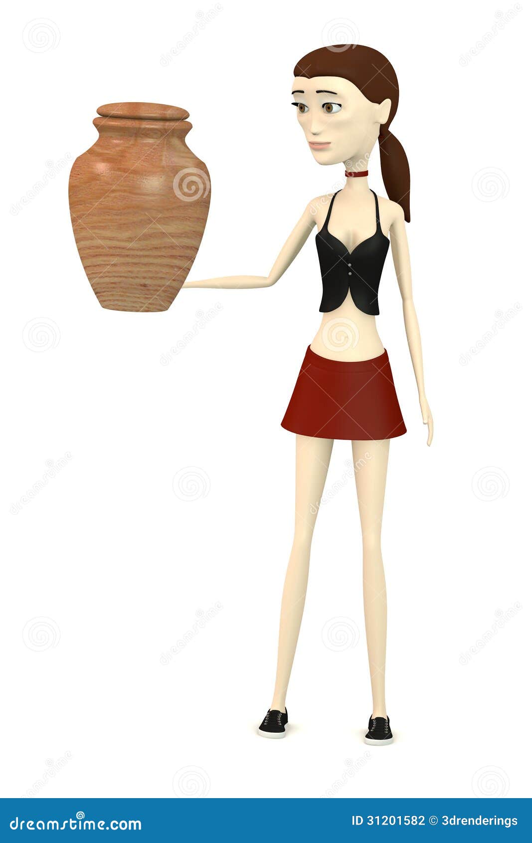 Cartoon girl with urn stock illustration. Illustration of burned - 31201582